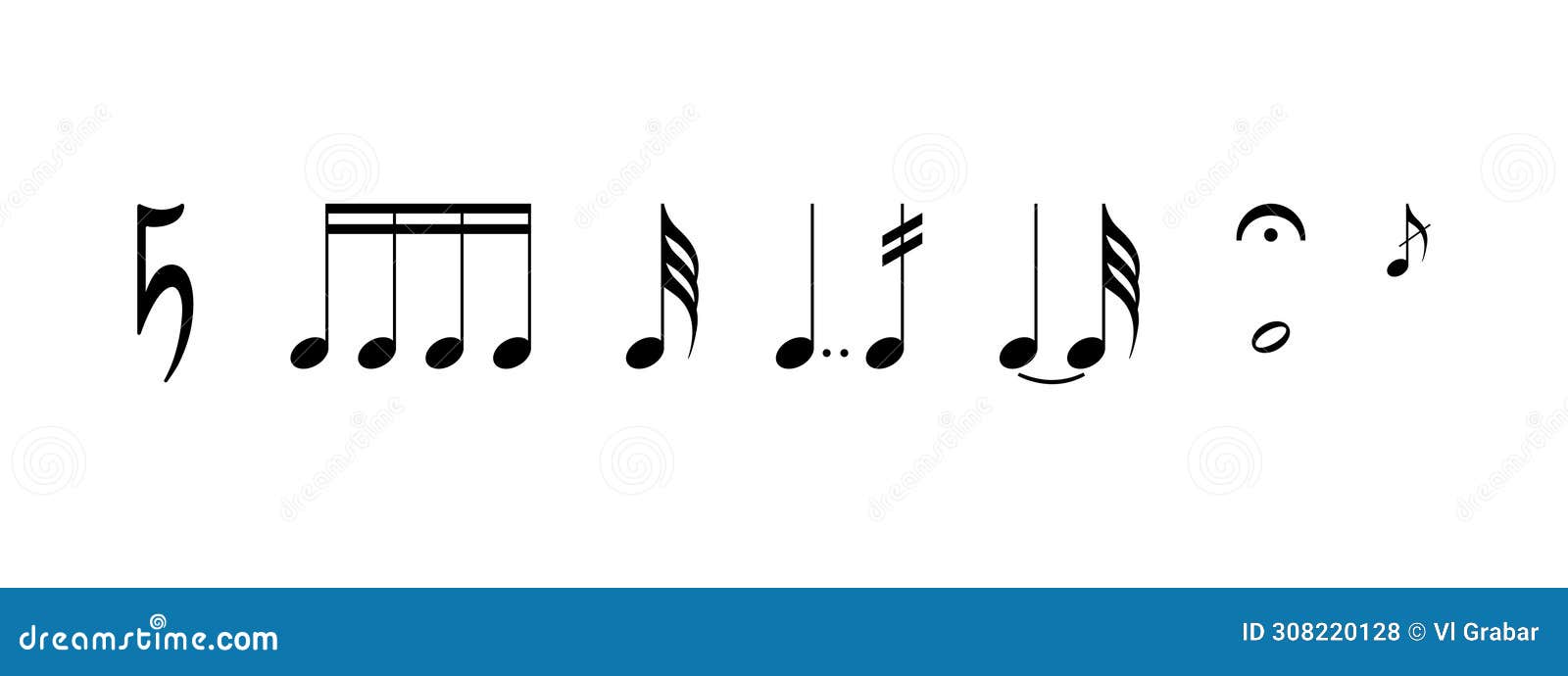 Music Notes Icon Set, Notes, Music, Violin Key. Standard Music Notes ...