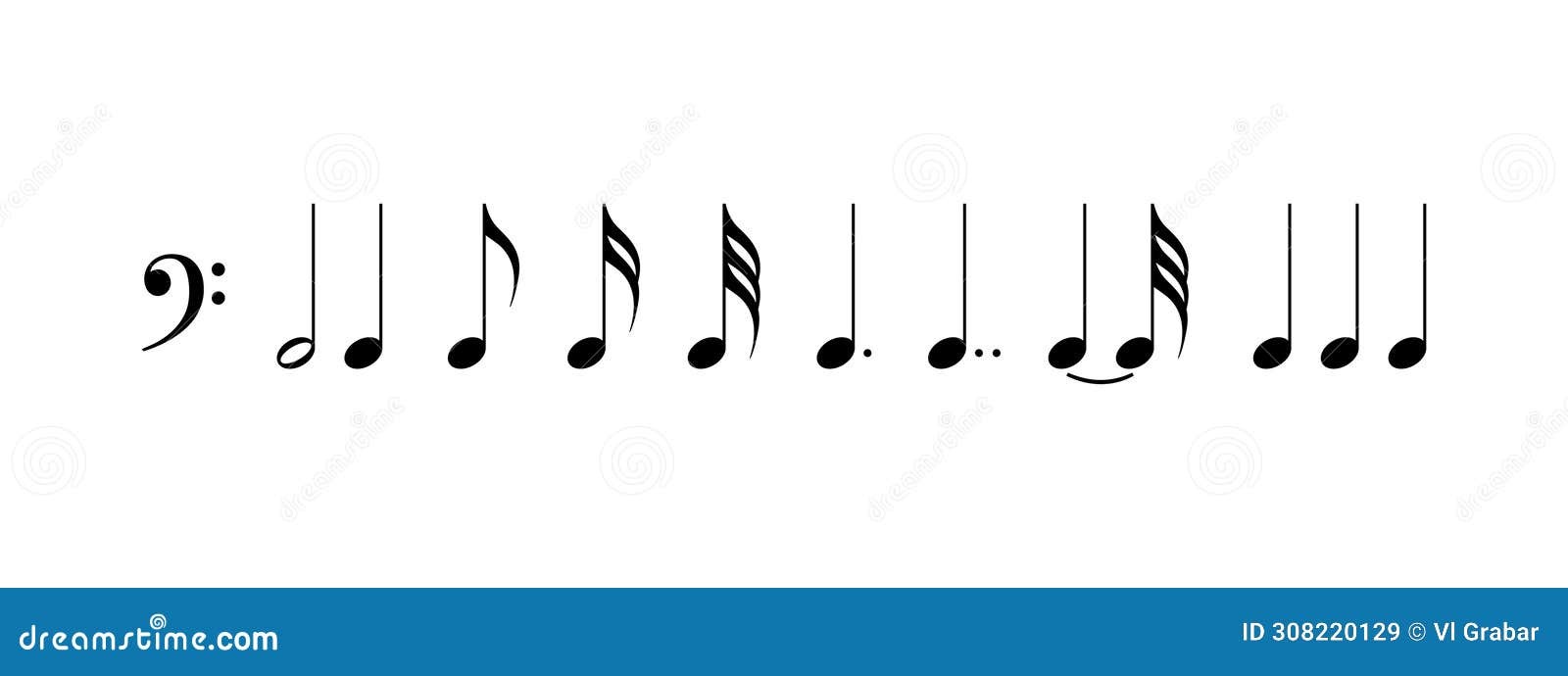 Music Notes Icon Set, Notes, Music, Violin Key. Standard Music Notes ...