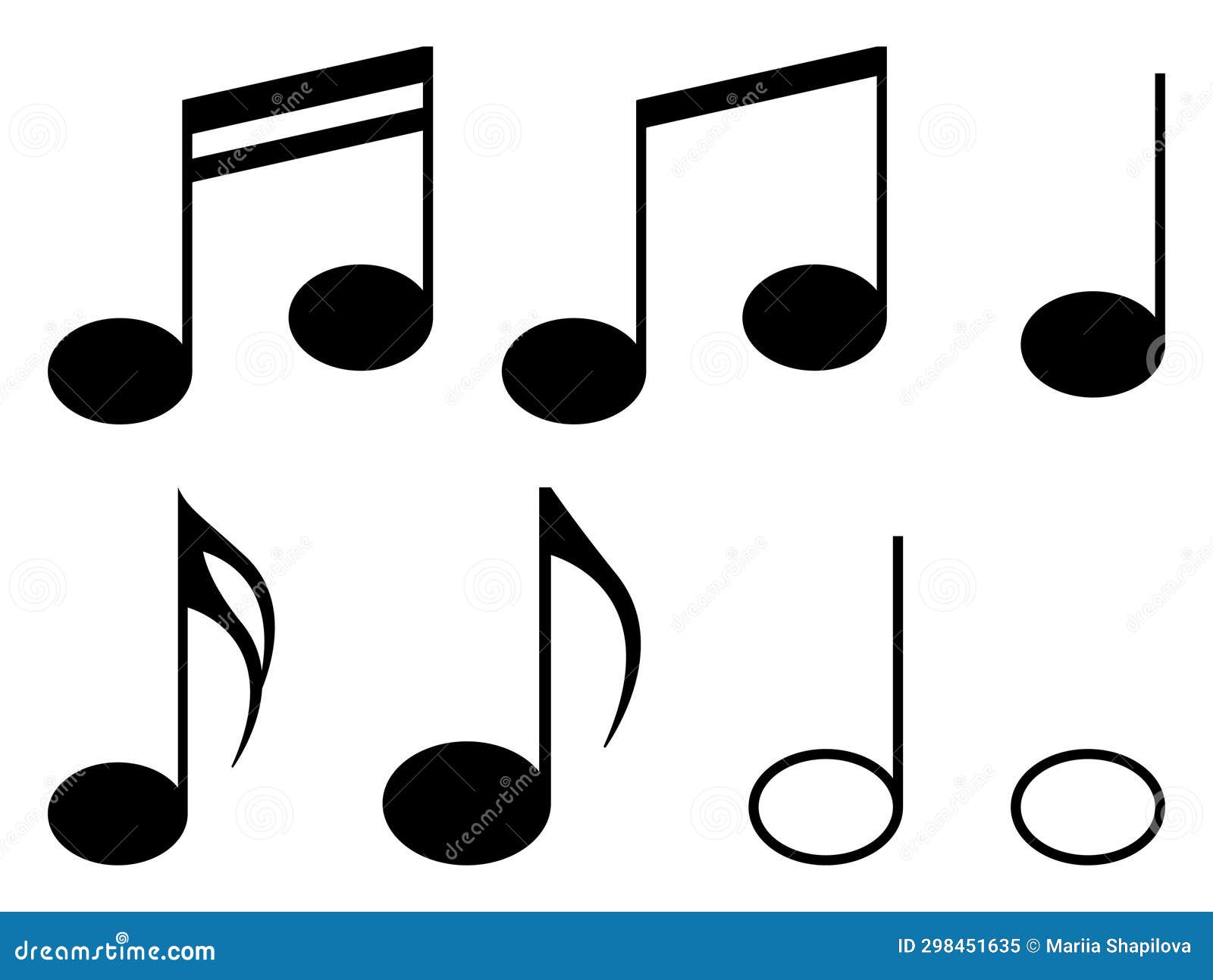 Music Notes Icons. Black Notes Symbols Stock Vector - Illustration of ...