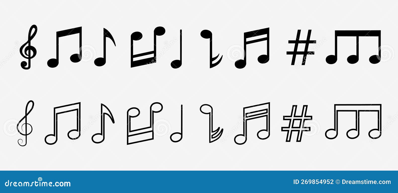 Music Notes Icons Set. Musical Key Signs Stock Vector - Illustration of ...