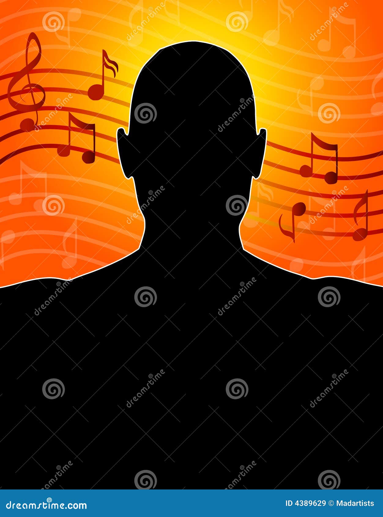 Music Notes Man Silhouette stock illustration. Illustration of backdrop ...