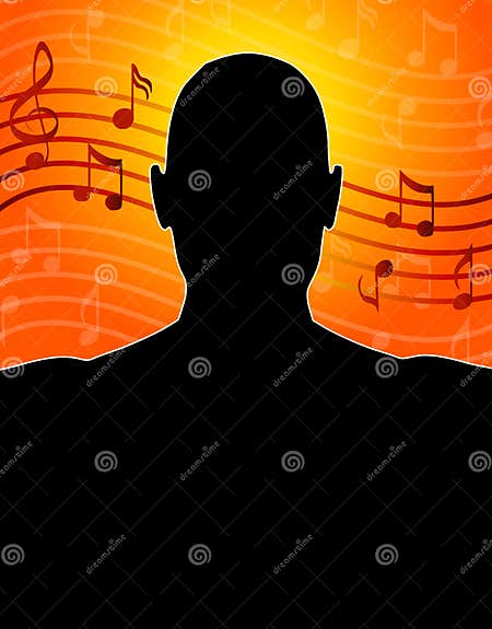 Music Notes Man Silhouette stock illustration. Illustration of backdrop ...