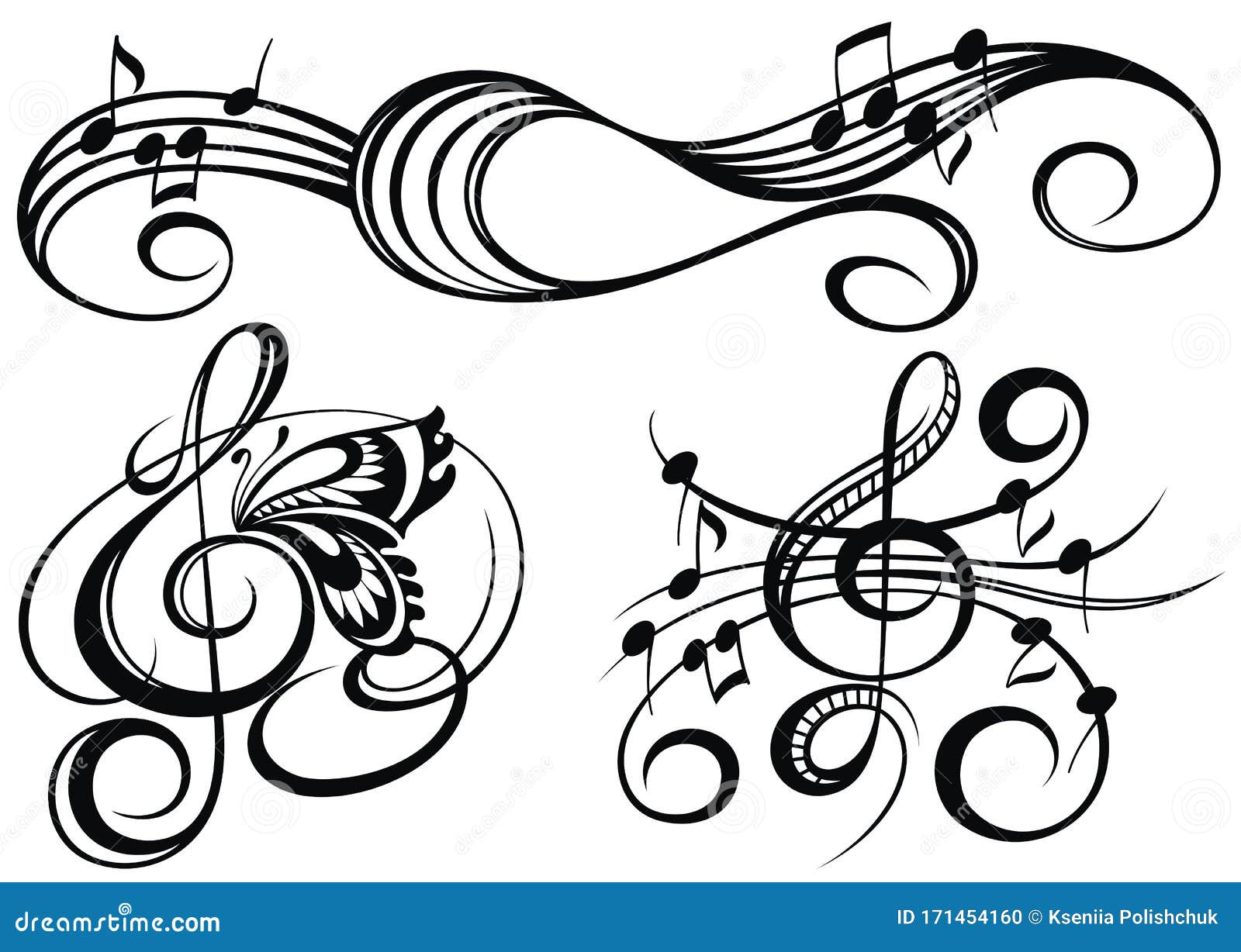 Music Notes, Musical Design Element, Isolated, Vector Illustration ...
