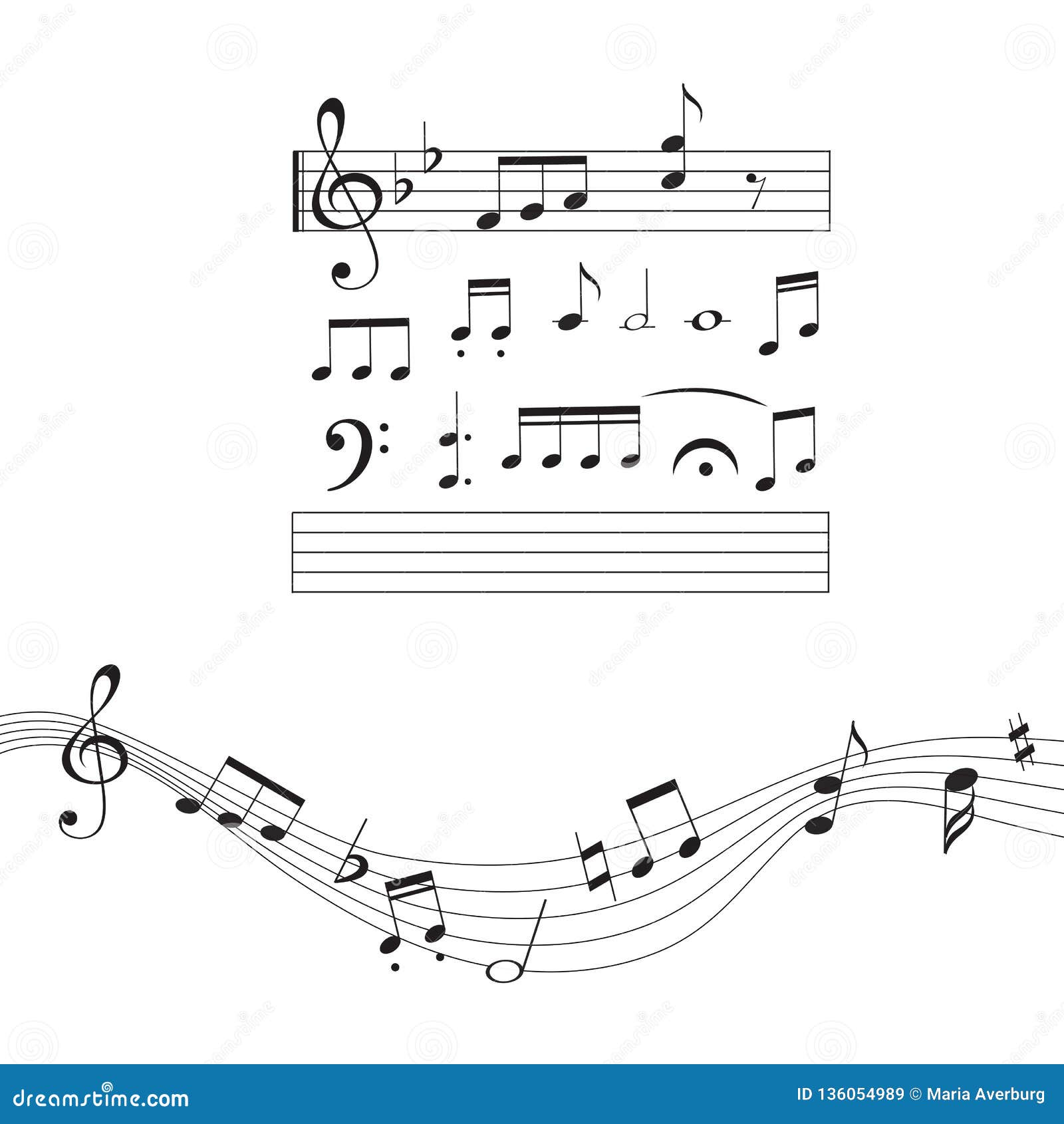 Music Notes, Musical Design Element Set, Isolated, Vector Illustration ...