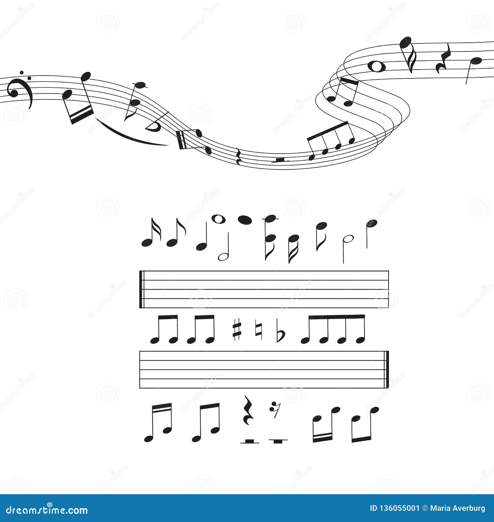 Music Notes, Musical Design Element Set, Isolated, Vector Illustration ...