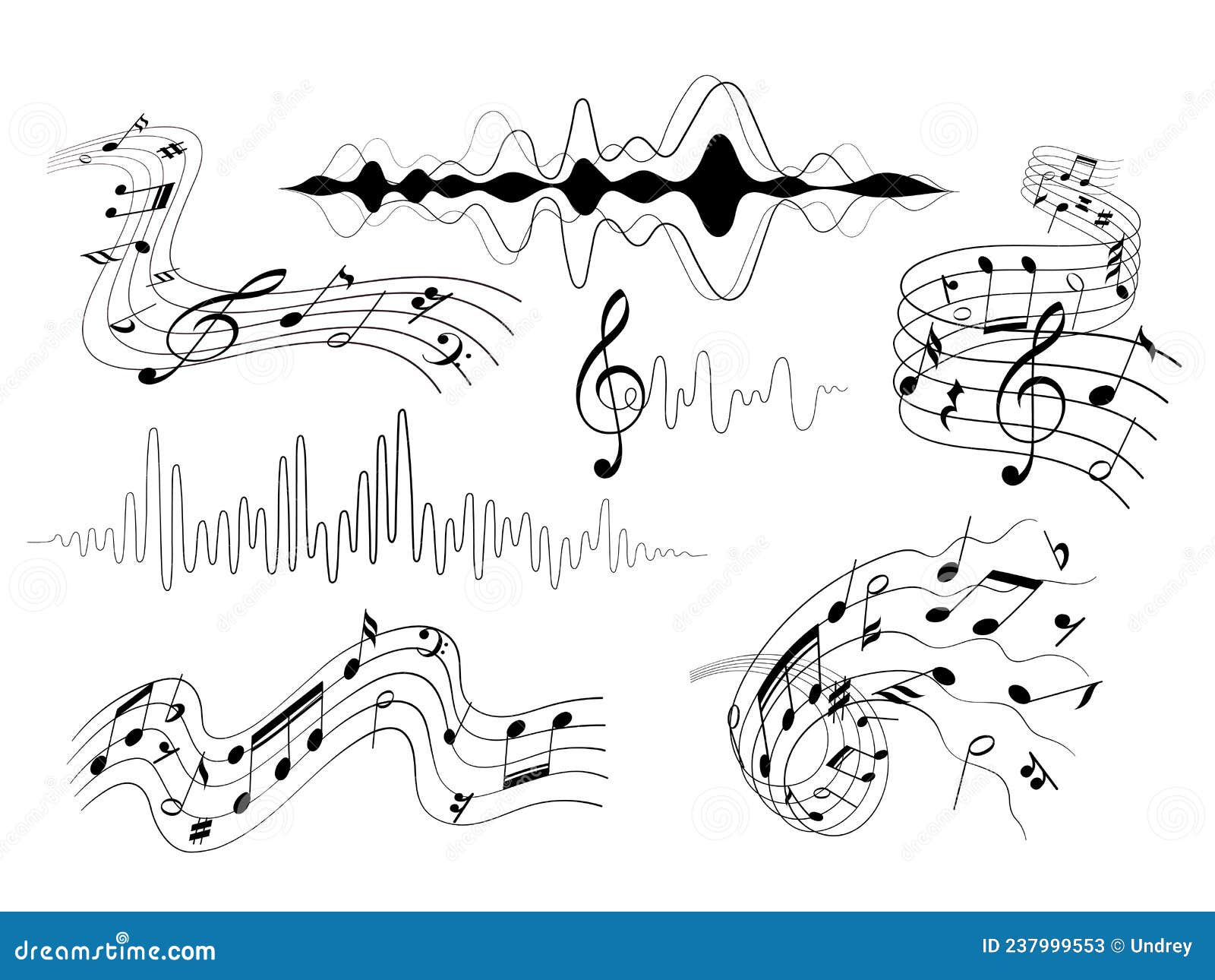 Music Notes Musical Elements Vector Illustration on White Background ...