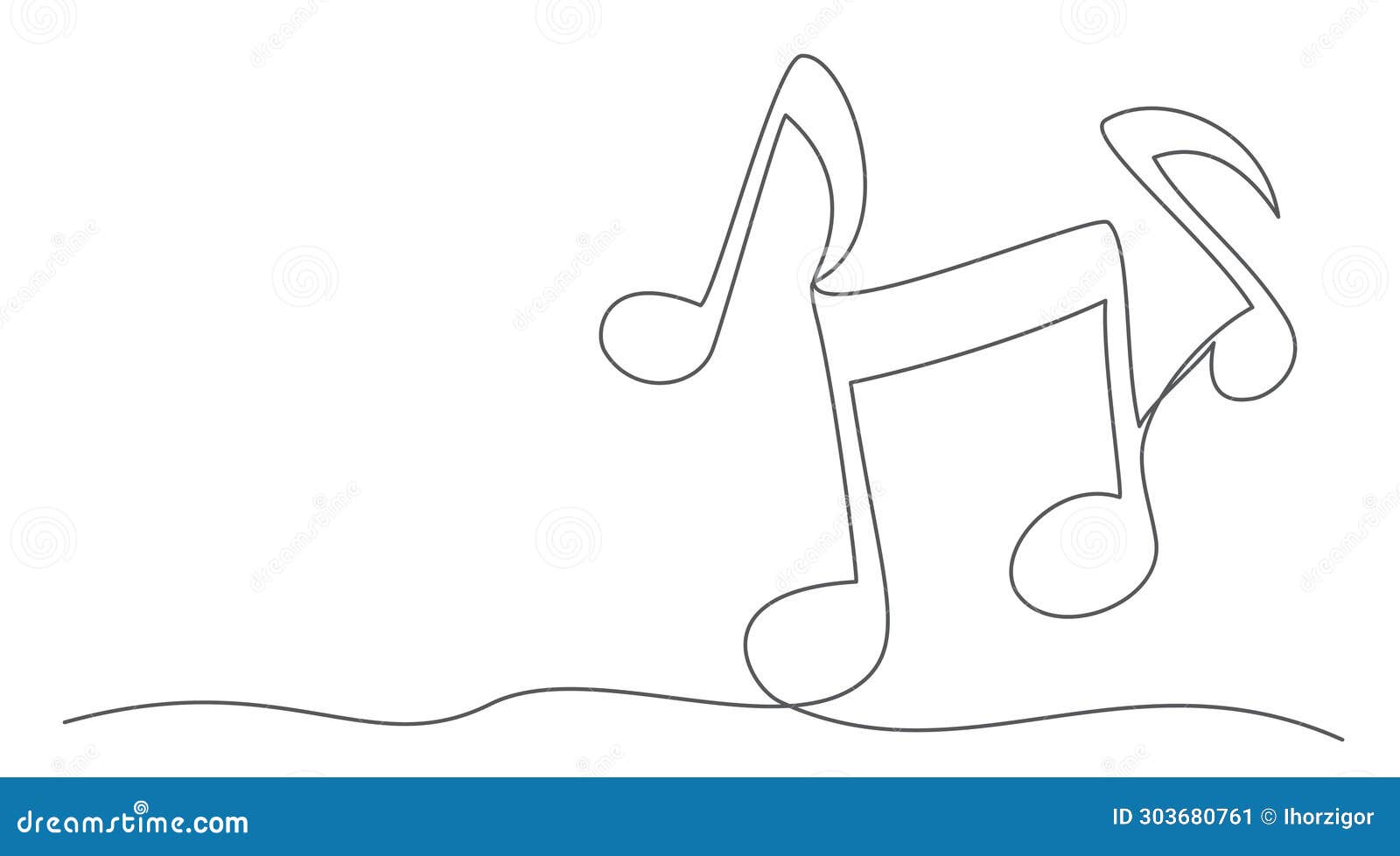 Music Notes One Line Drawing Isolated on White Background Stock ...