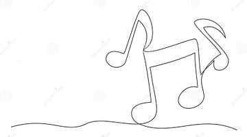Music Notes One Line Drawing Isolated on White Background Stock ...