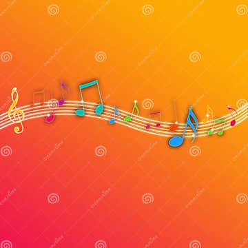 Music Notes on Orange Background Stock Illustration - Illustration of ...