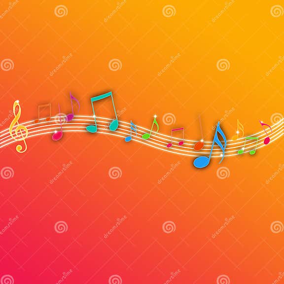 Music Notes on Orange Background Stock Illustration - Illustration of ...