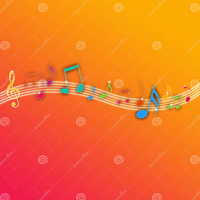 Music Notes on Orange Background Stock Illustration - Illustration of ...