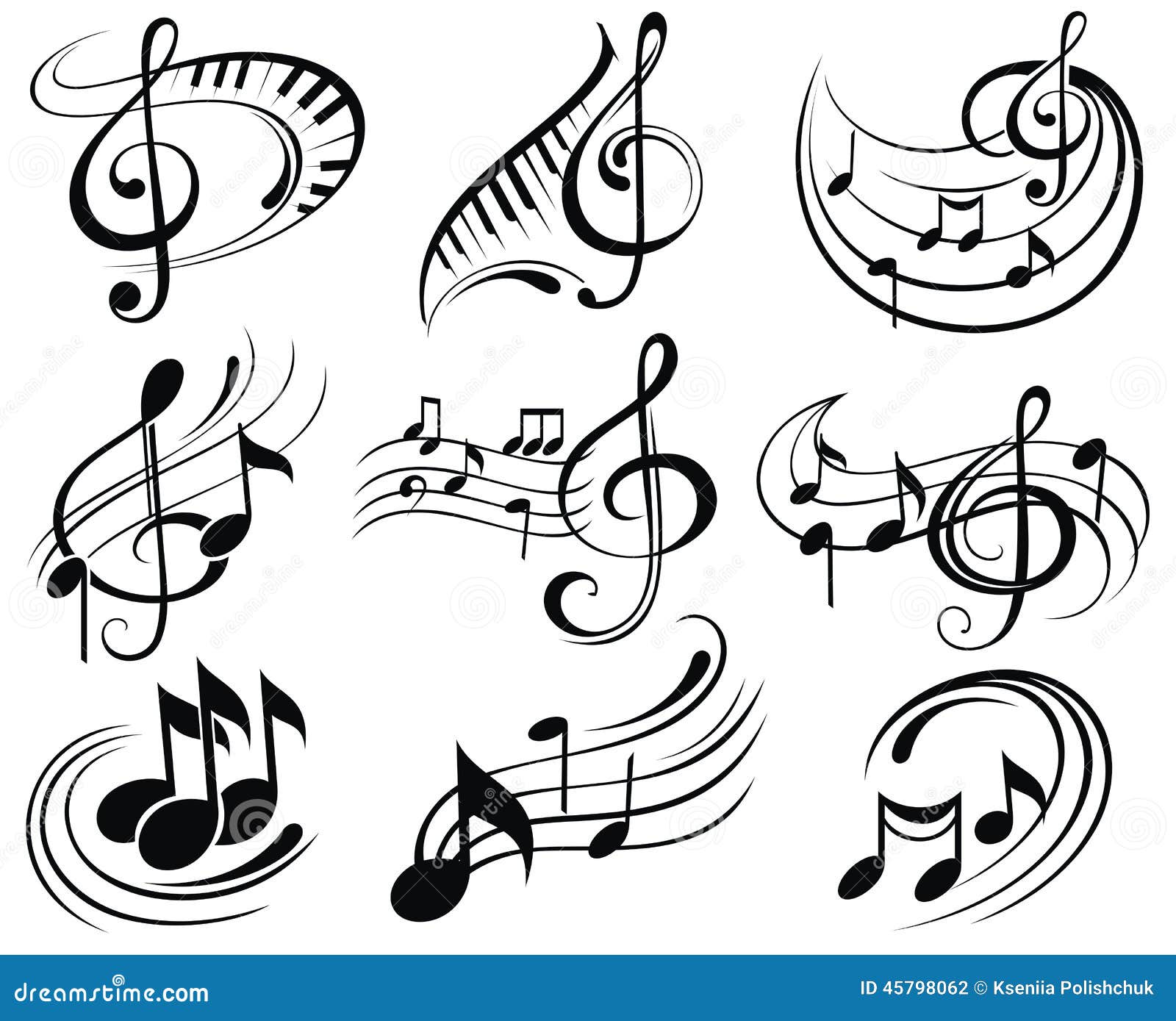 Music notes stock vector. Illustration of design, decorative - 45798062