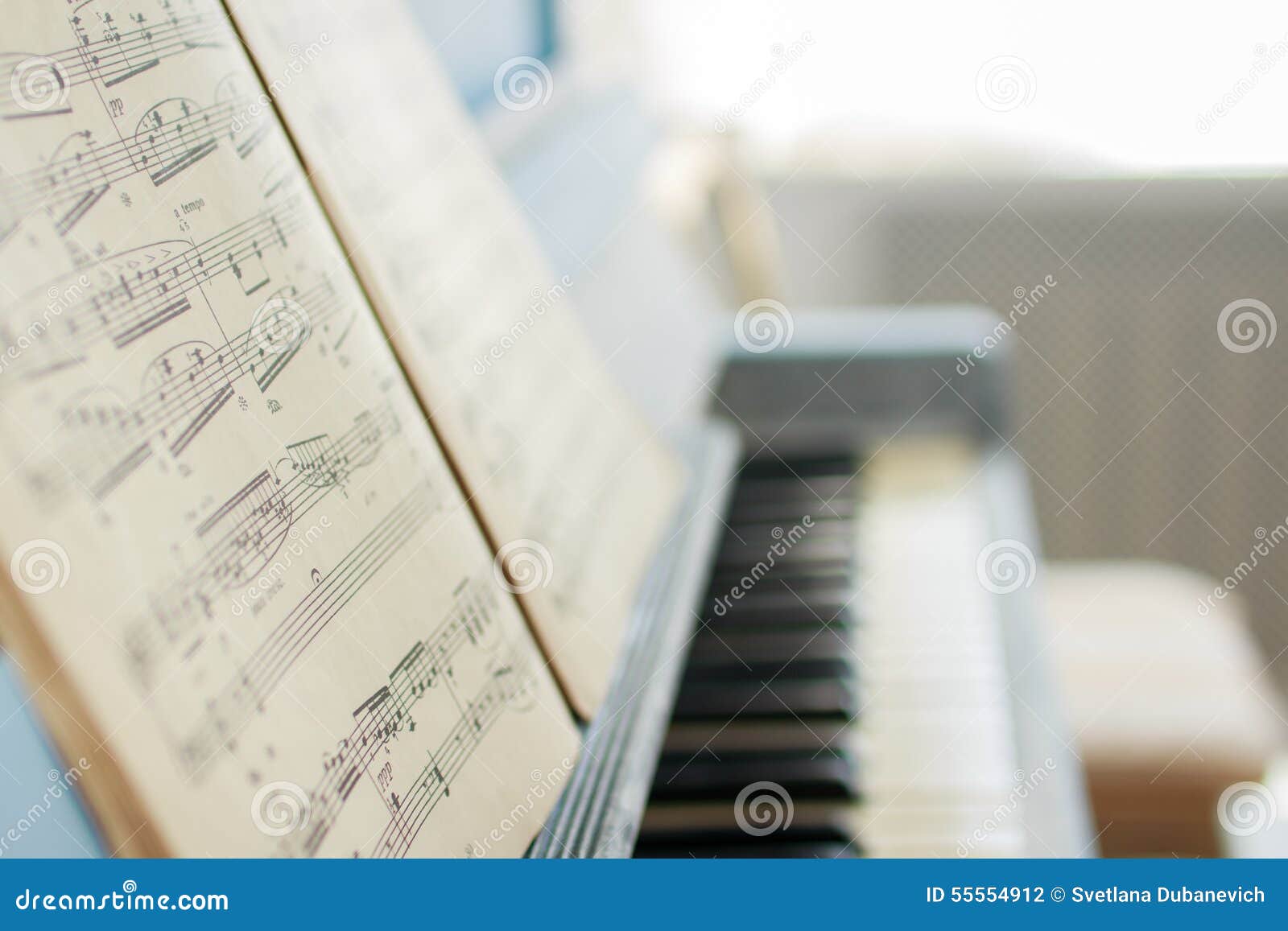 The Music Notes on the Piano Stock Photo - Image of notes, blue: 55554912