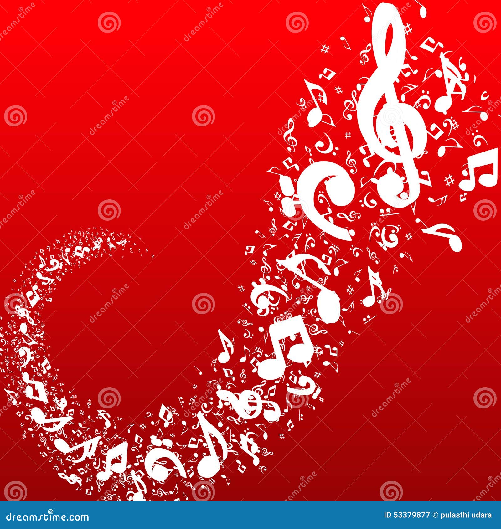 Music Notes on Red Background Stock Illustration - Illustration of ...