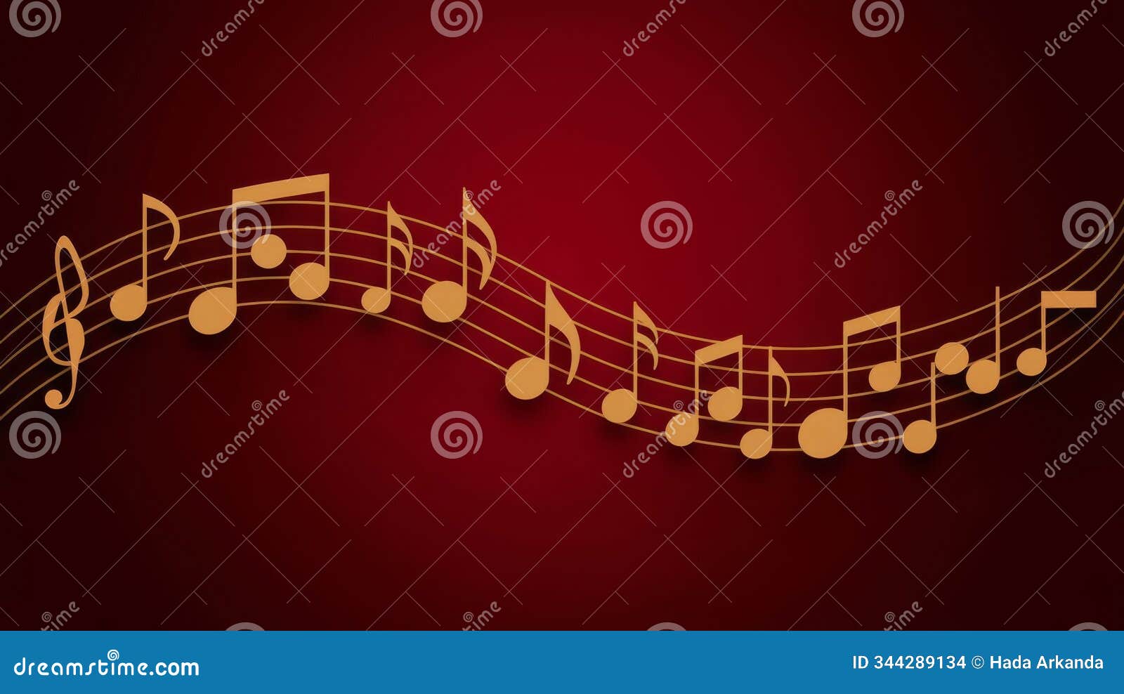 Music Notes on Rich Red Background, Perfect for a Stylish Header Design ...