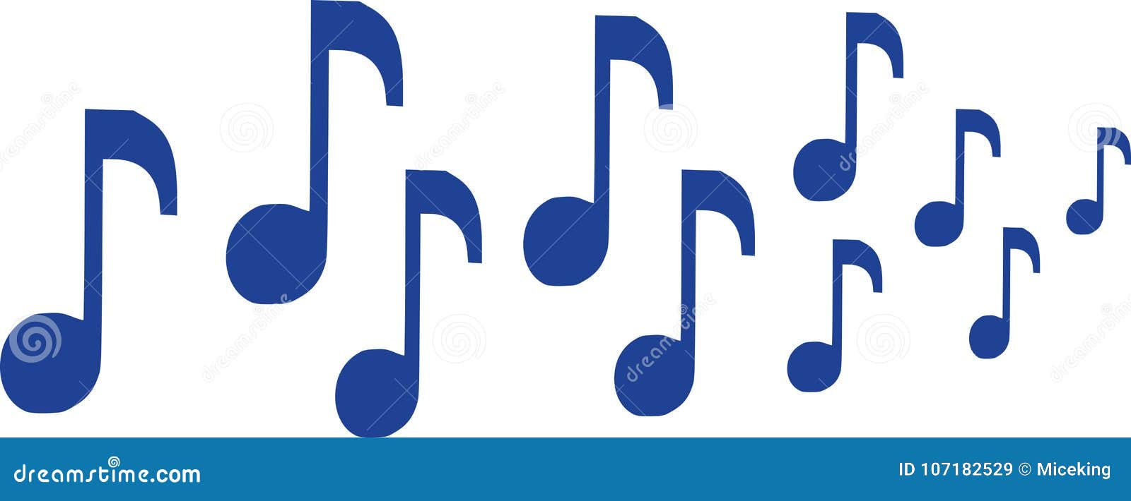 Music notes in a row stock vector. Illustration of clef - 107182529