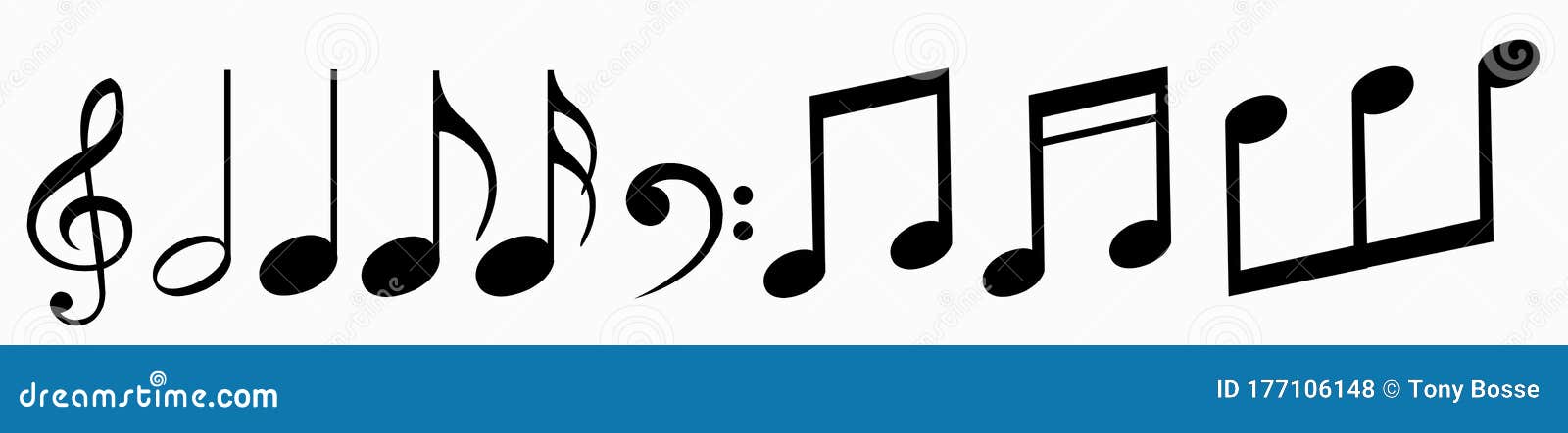 Music Notes Sample Set stock illustration. Illustration of graphic ...
