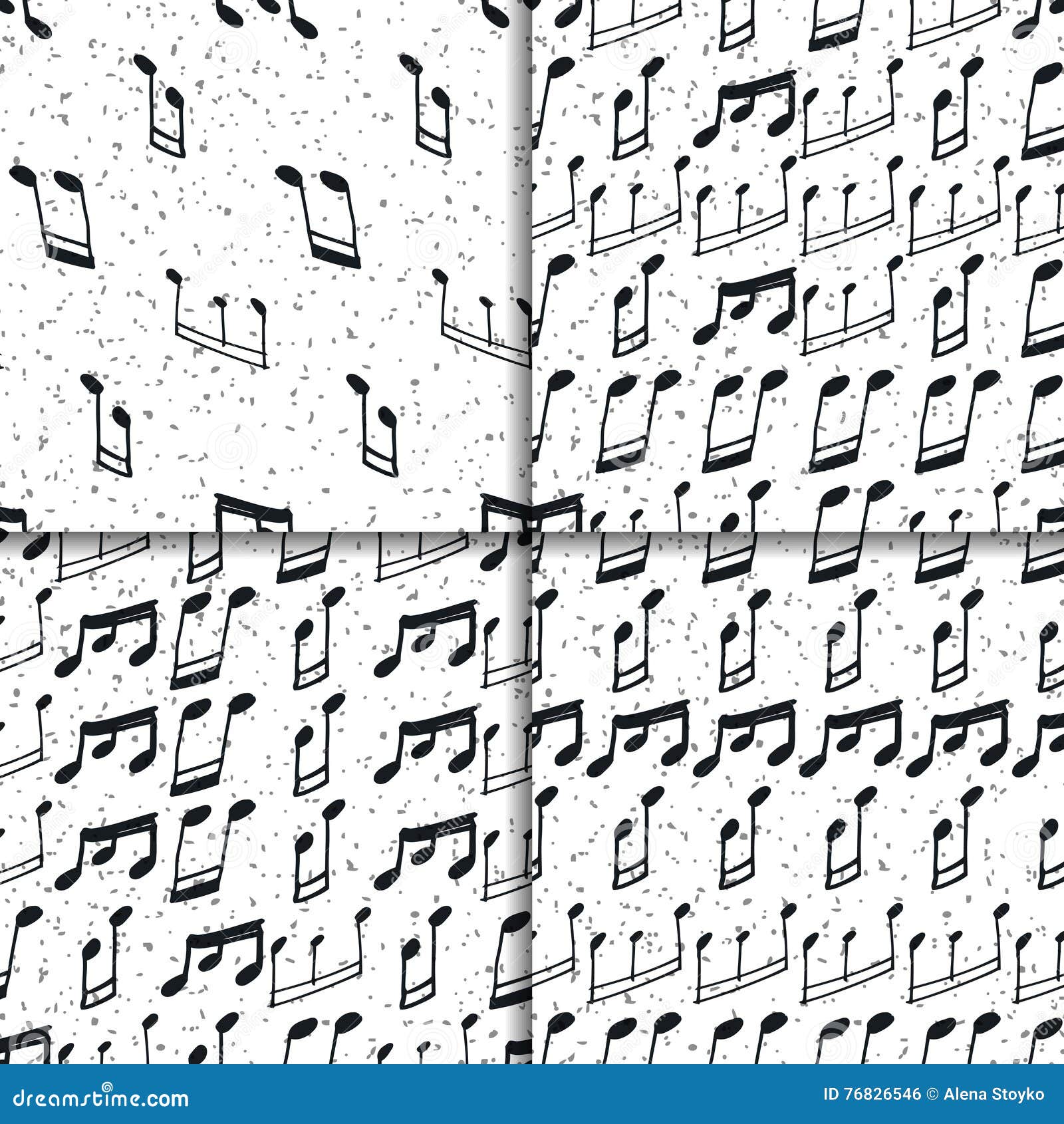 Music Notes Seamless Pattern Set Stock Vector - Illustration of sign ...