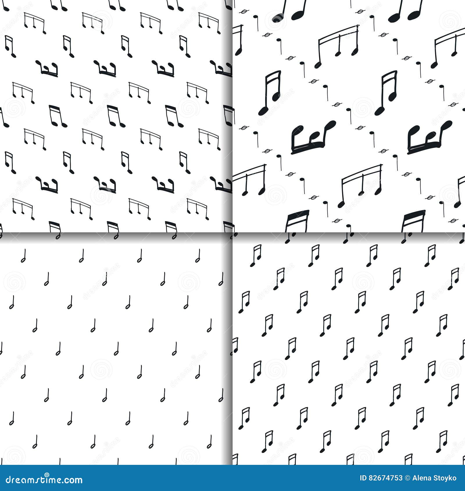 Music Notes Seamless Pattern Set Stock Vector - Illustration of symbol ...