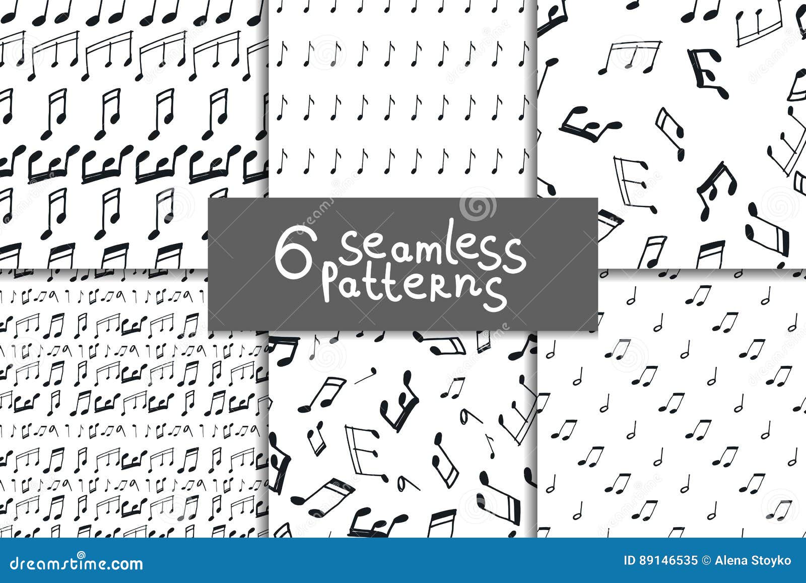 Music Notes Seamless Pattern Set Stock Vector - Illustration of graphic ...