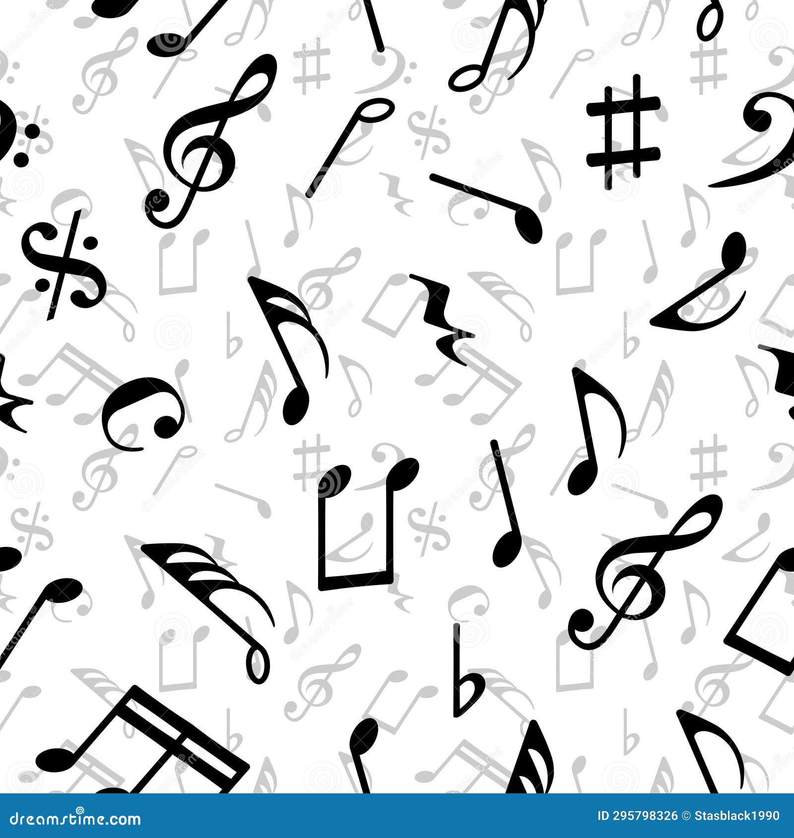 Music Notes Seamless Pattern on White Background. Vector Illustration ...