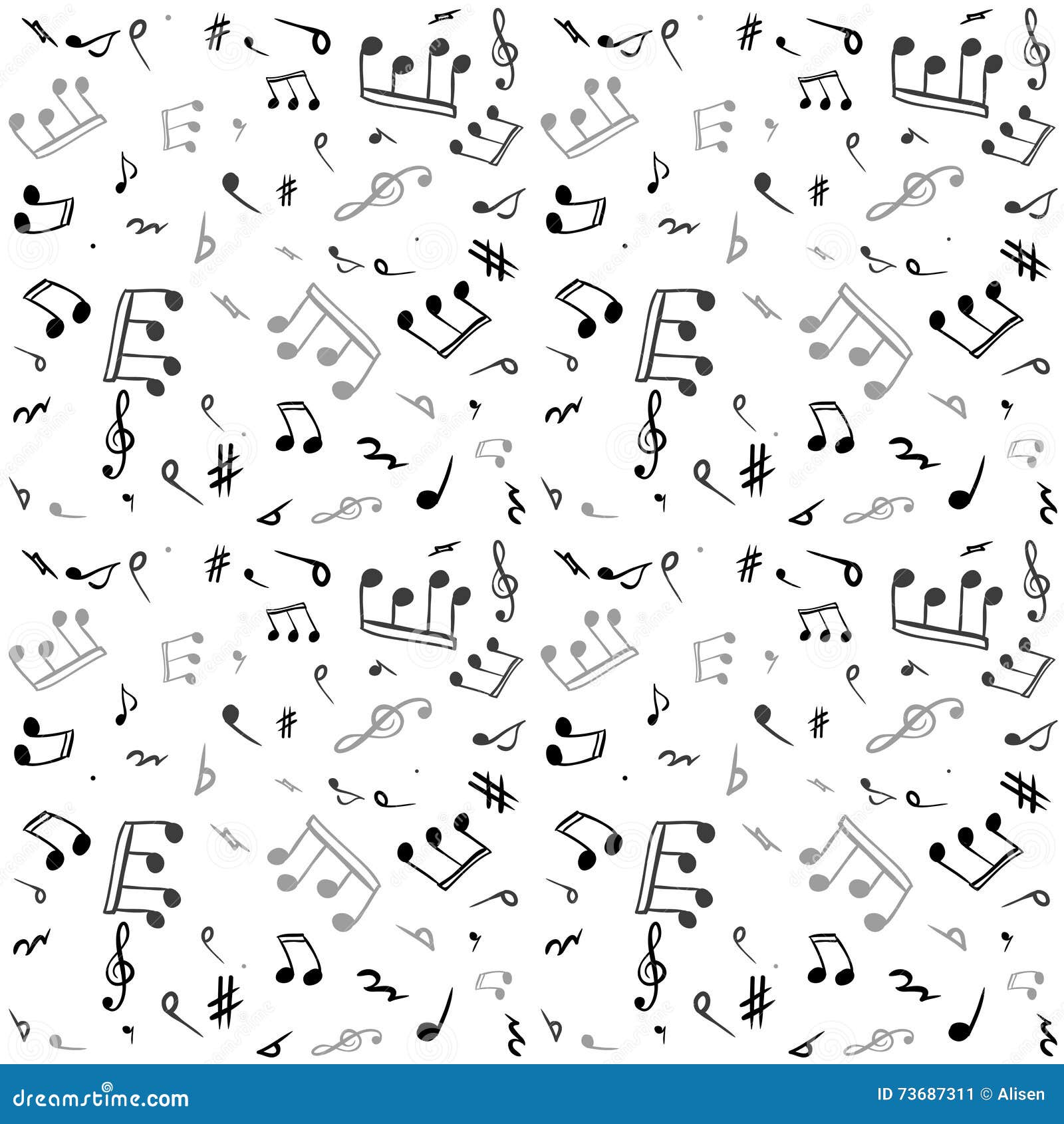 Music Notes - Seamless Vector Pattern. Stock Vector - Illustration of ...