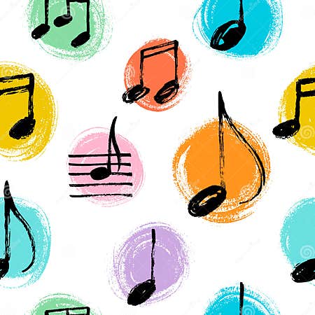Music Notes Seamless Vector Pattern. Stock Vector - Illustration of ...