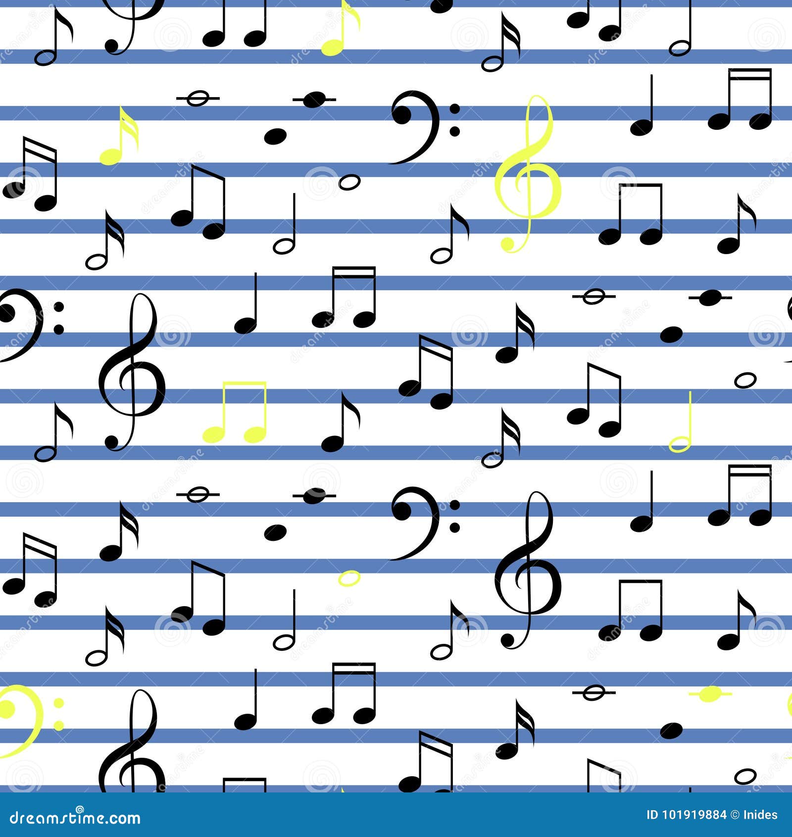 Music Notes Seamless Vector Stripe Pattern. Stock Vector - Illustration ...