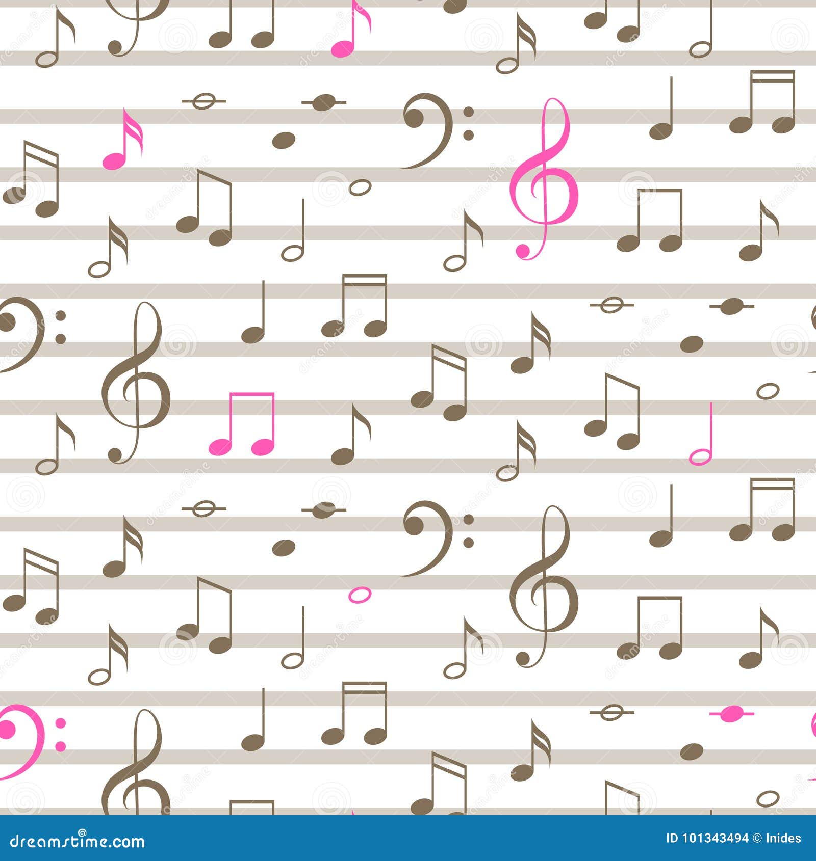 Music Notes Seamless Vector Stripe Pattern. Stock Vector - Illustration ...