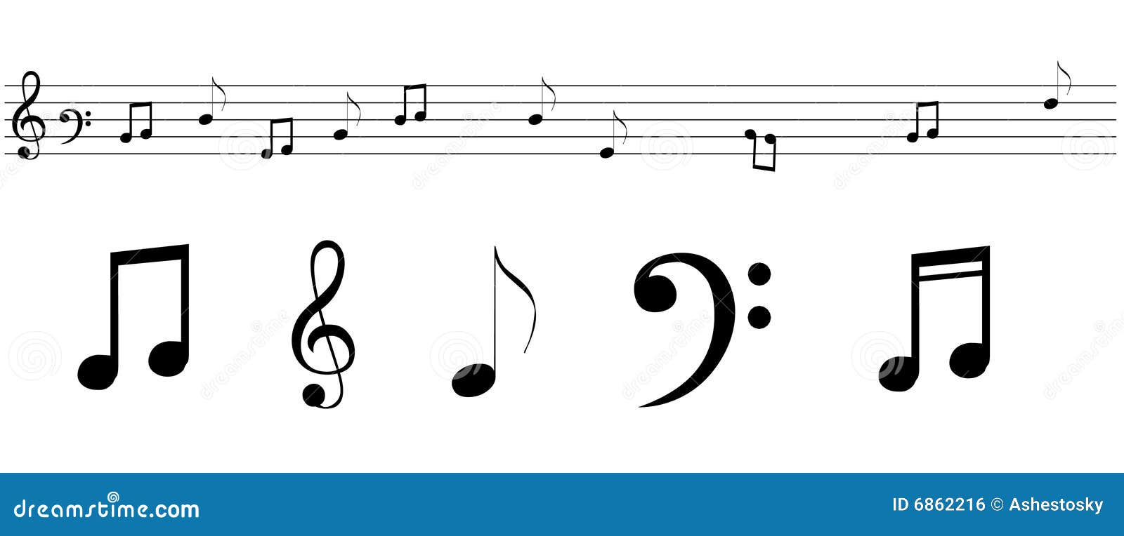 Music notes set stock vector. Illustration of note, composition - 6862216