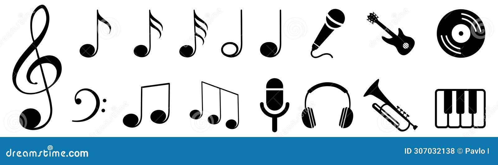 Music Notes Set Icons, Collection Musical Notes Signs, Musical Clef ... Music Notes Set Icons, Collection Musical Notes Signs, Musical Clef ...