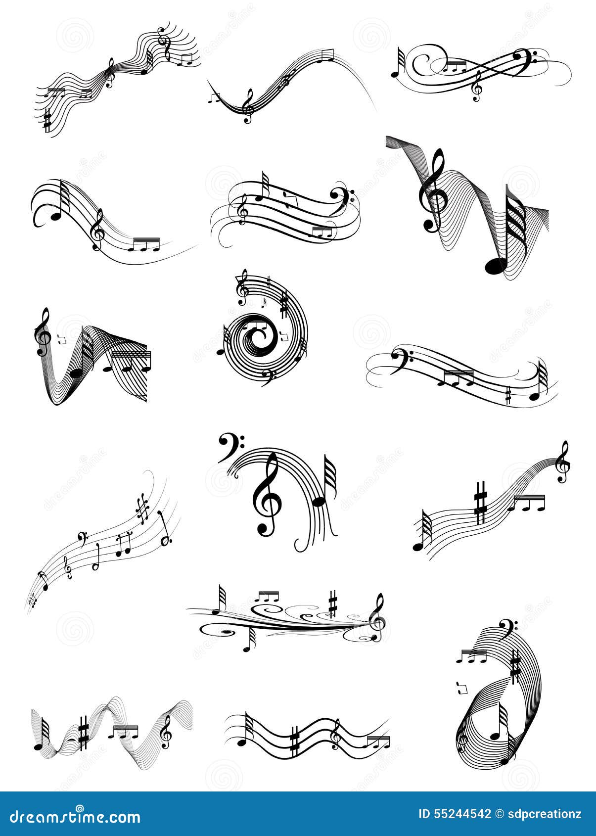 Music Notes set stock vector. Illustration of musical - 55244542