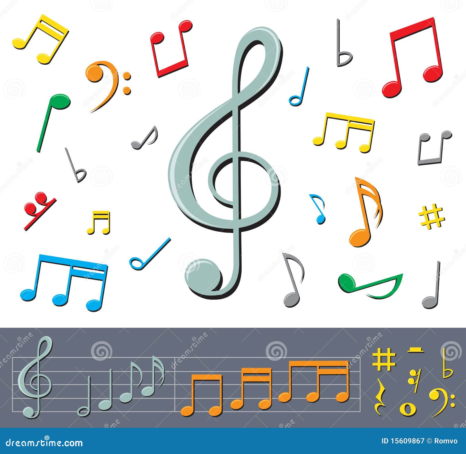 Music notes with shadows stock vector. Illustration of background ...