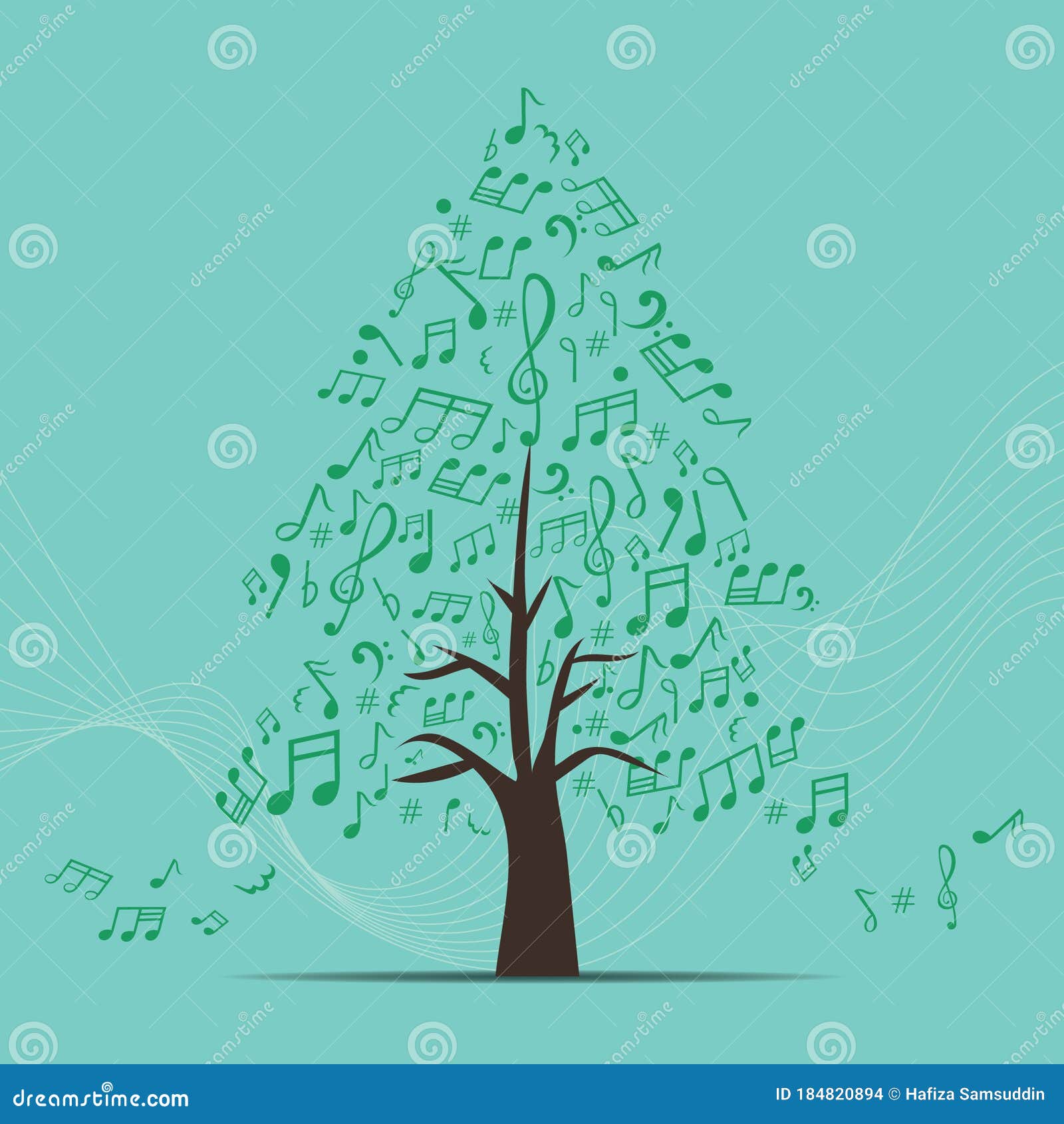 Music Notes In A Shape Of Pine Tree. Vector Illustration Decorative ...
