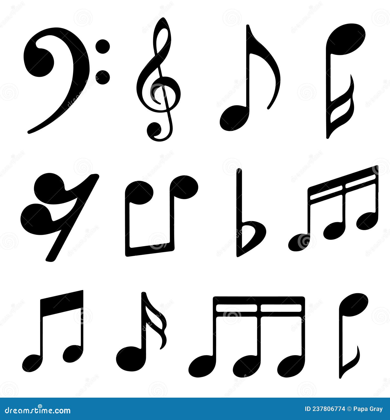 Music Notes Silhouette Pack Stock Vector - Illustration of symbol, note ...