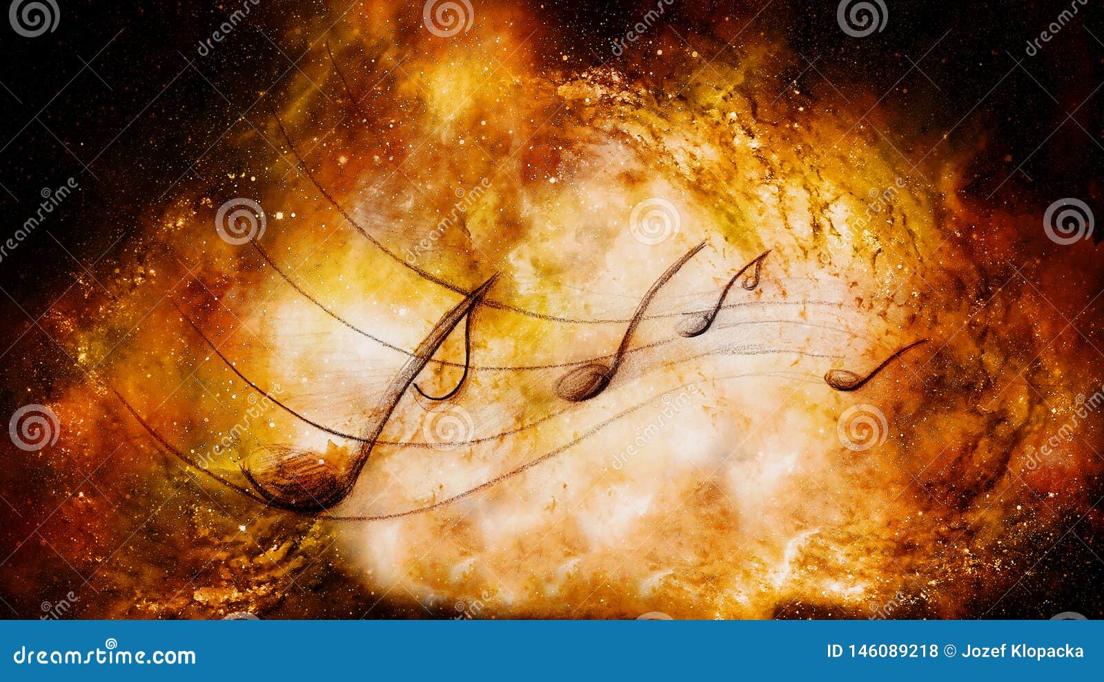 Music Notes in Space. Abstract Color Background. Music Concept. Stock ...