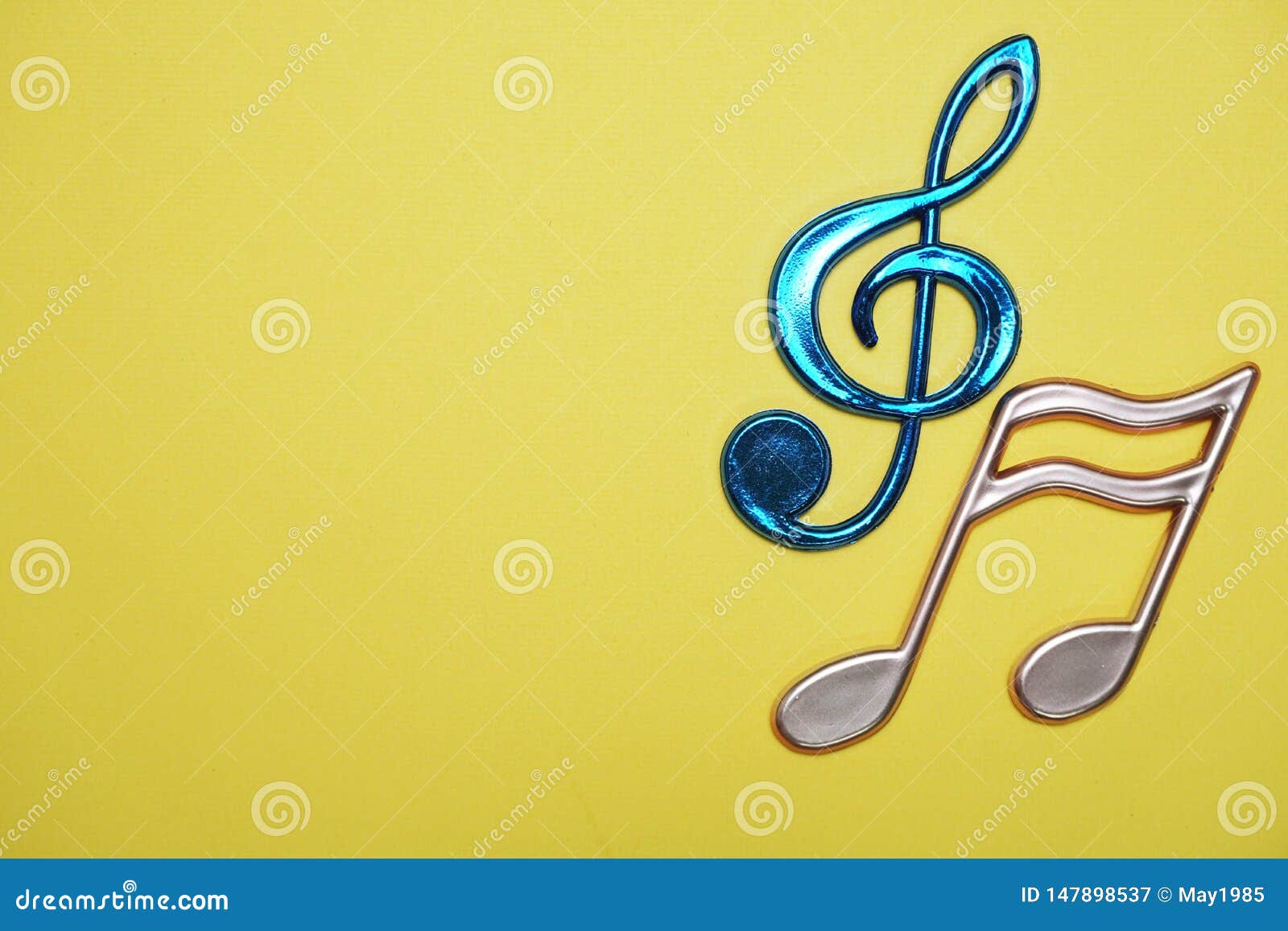 Music Notes with Space Copy on Yellow Background Stock Image - Image of ...