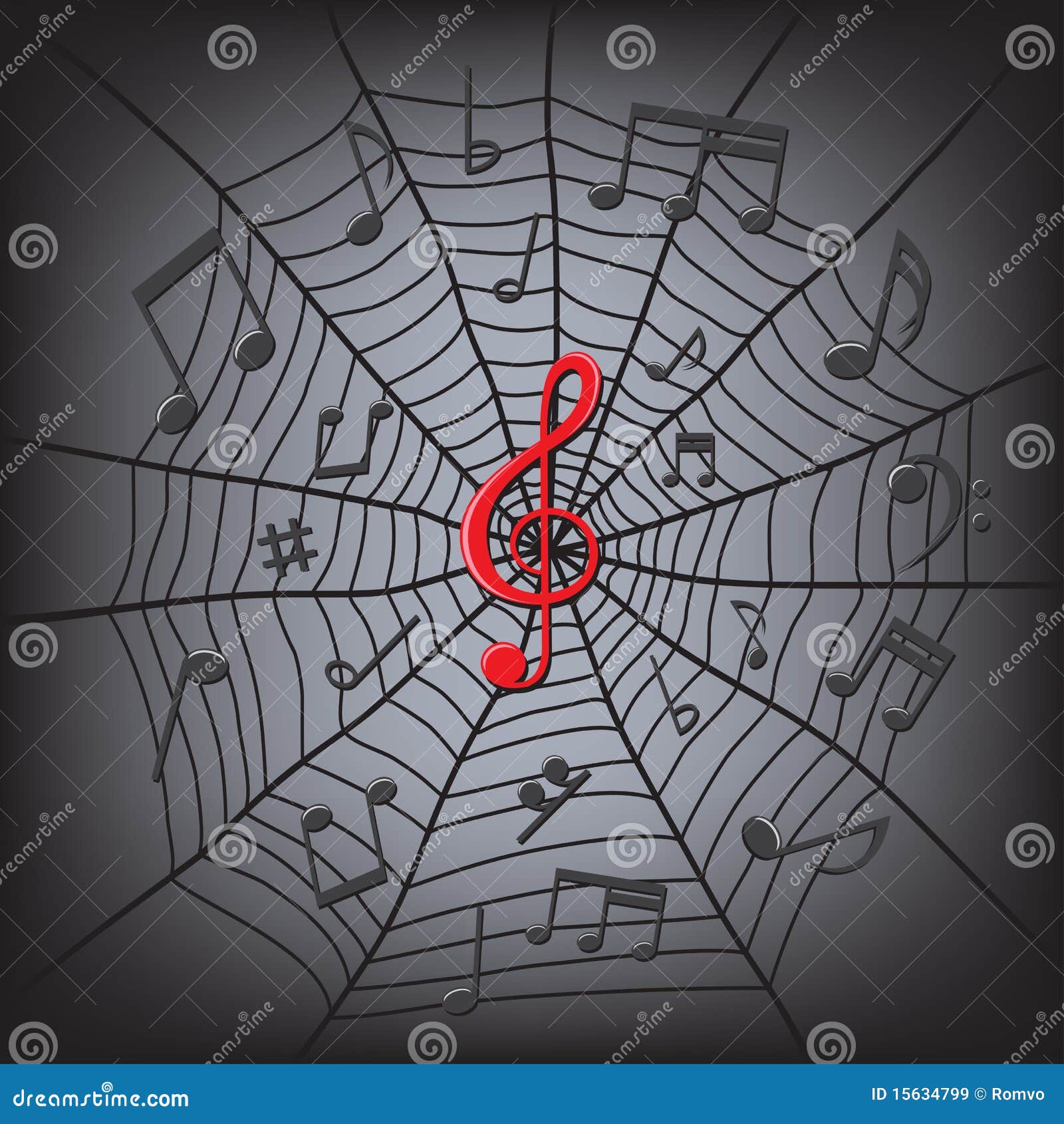 Music Notes in the Spider Web Stock Vector - Illustration of chord ...