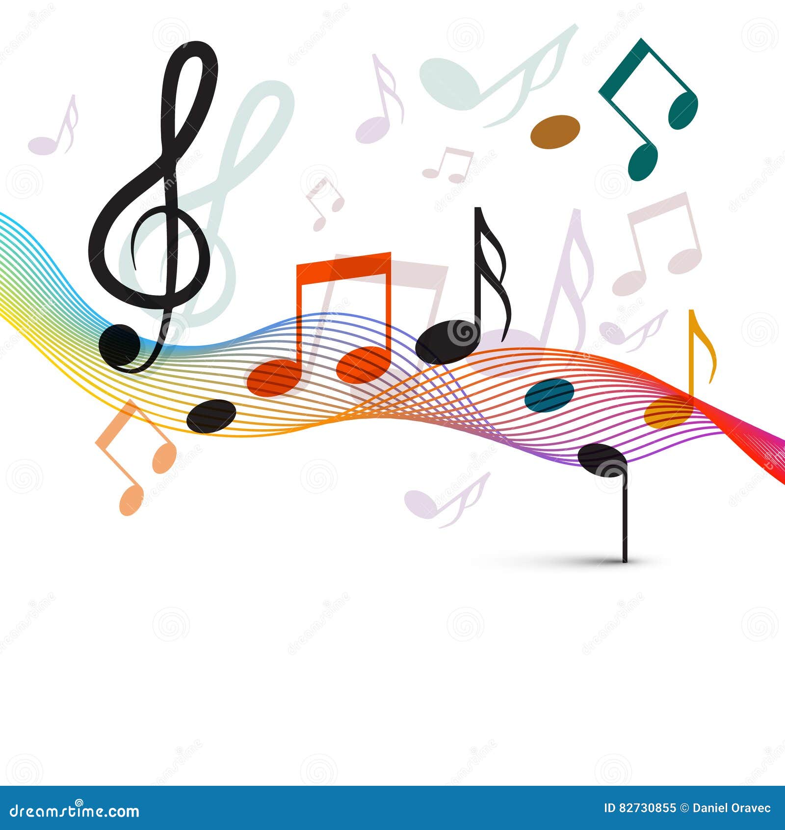 Colorful Music Notes On A Staff