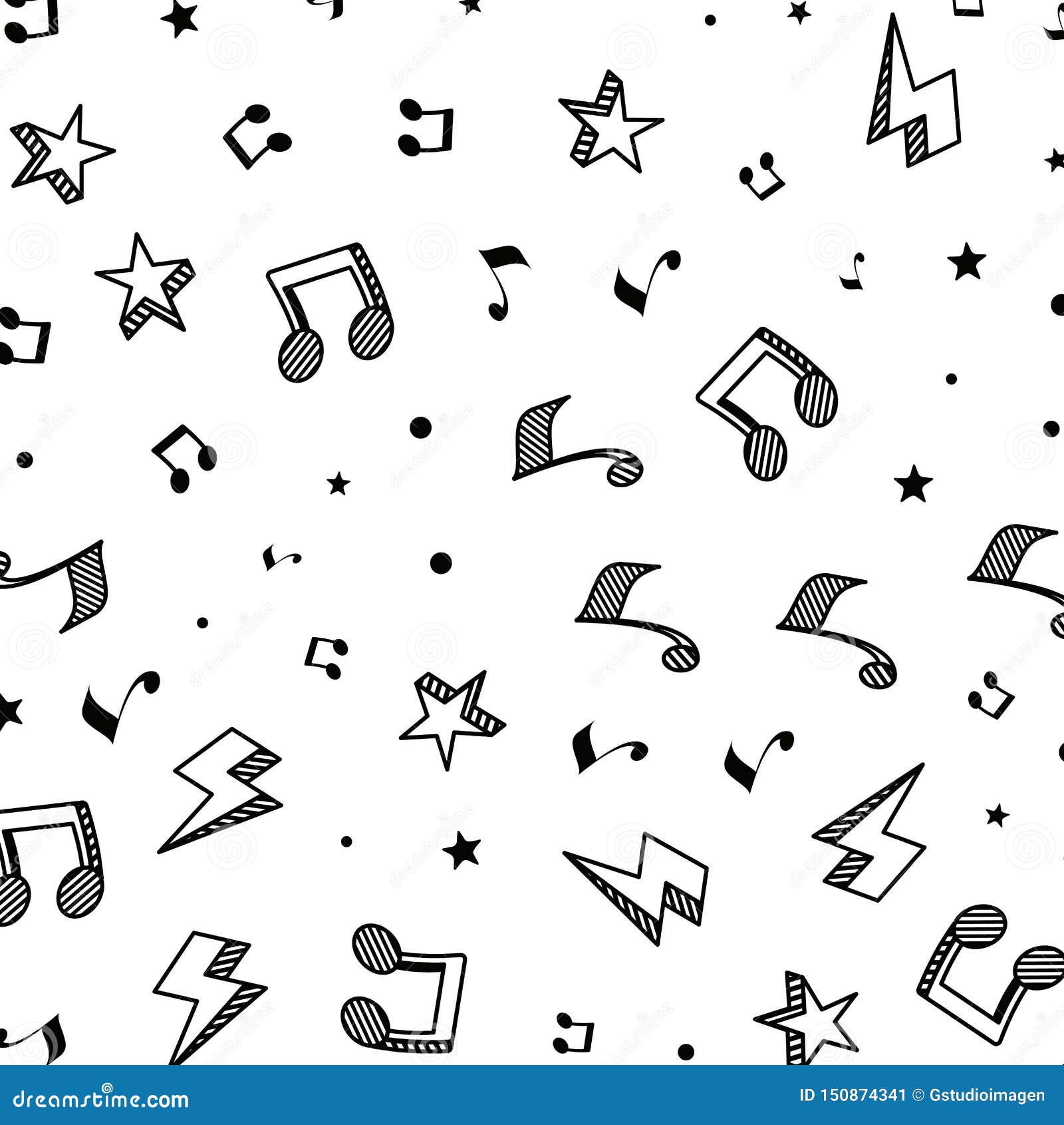 Music Notes and Stars Pattern Background Stock Illustration ...