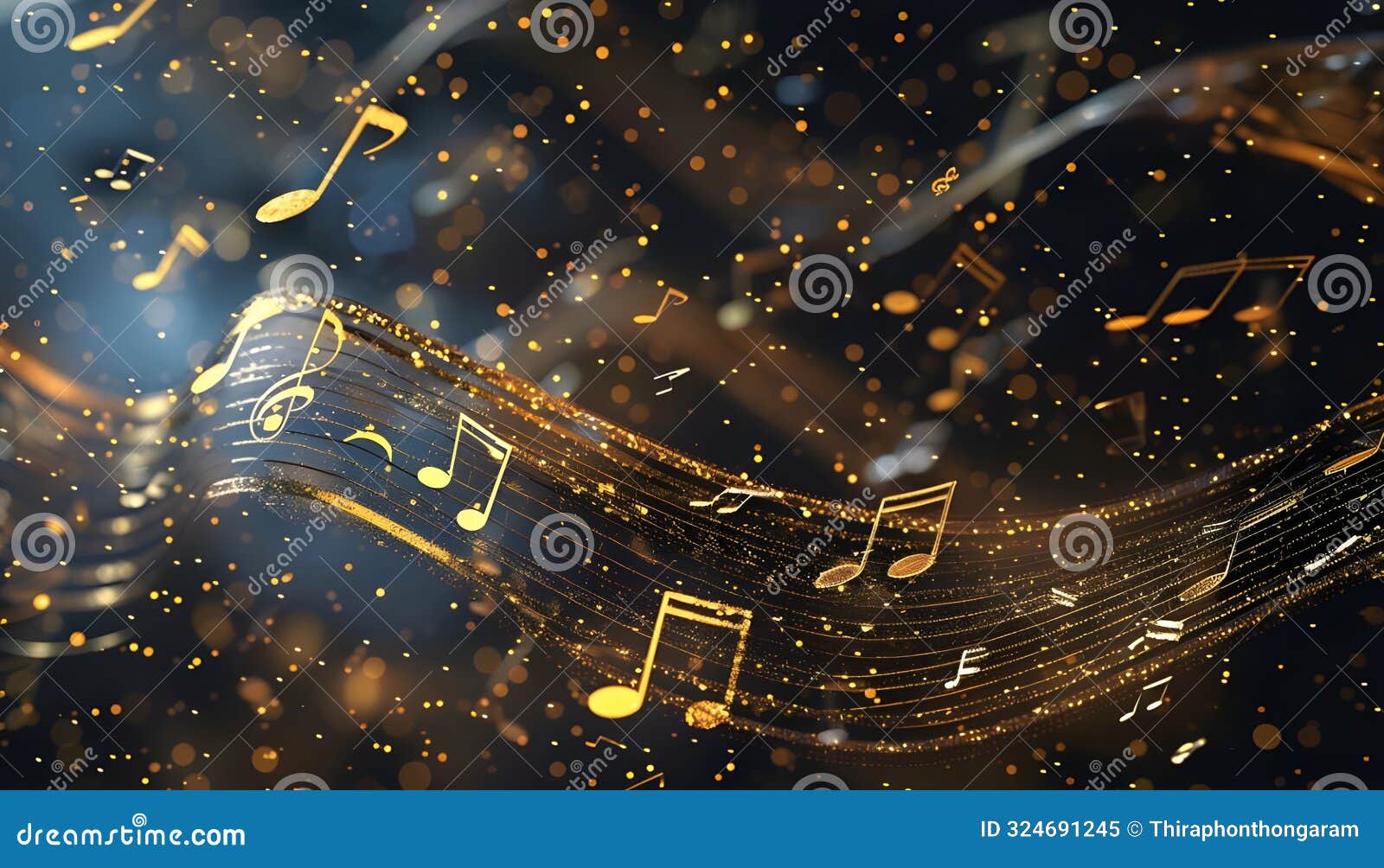 Music notes in stave stock illustration. Illustration of sound - 324691245