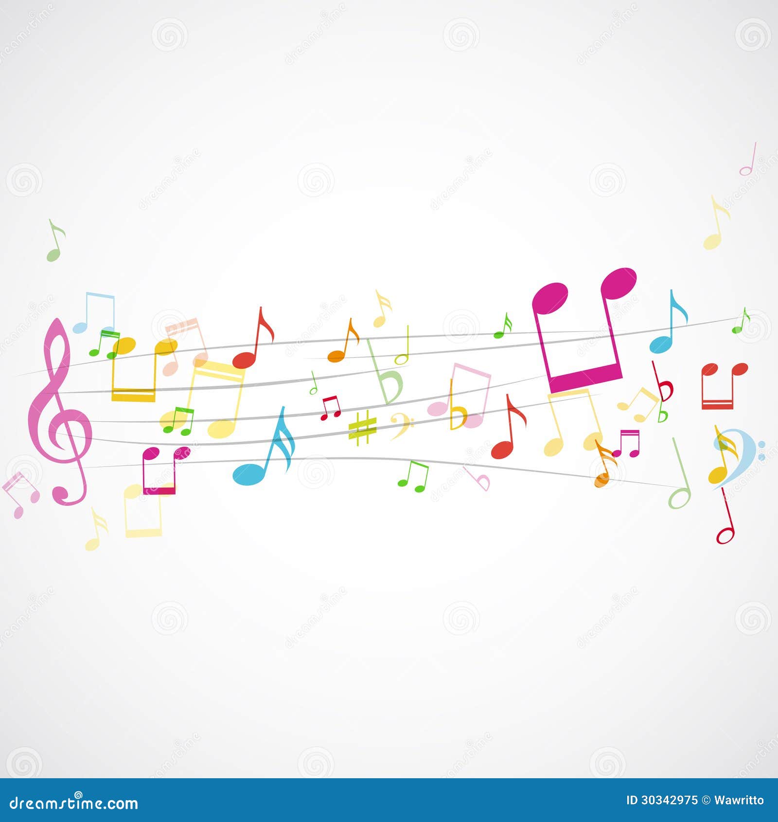 Music notes on stave stock vector. Illustration of color - 30342975