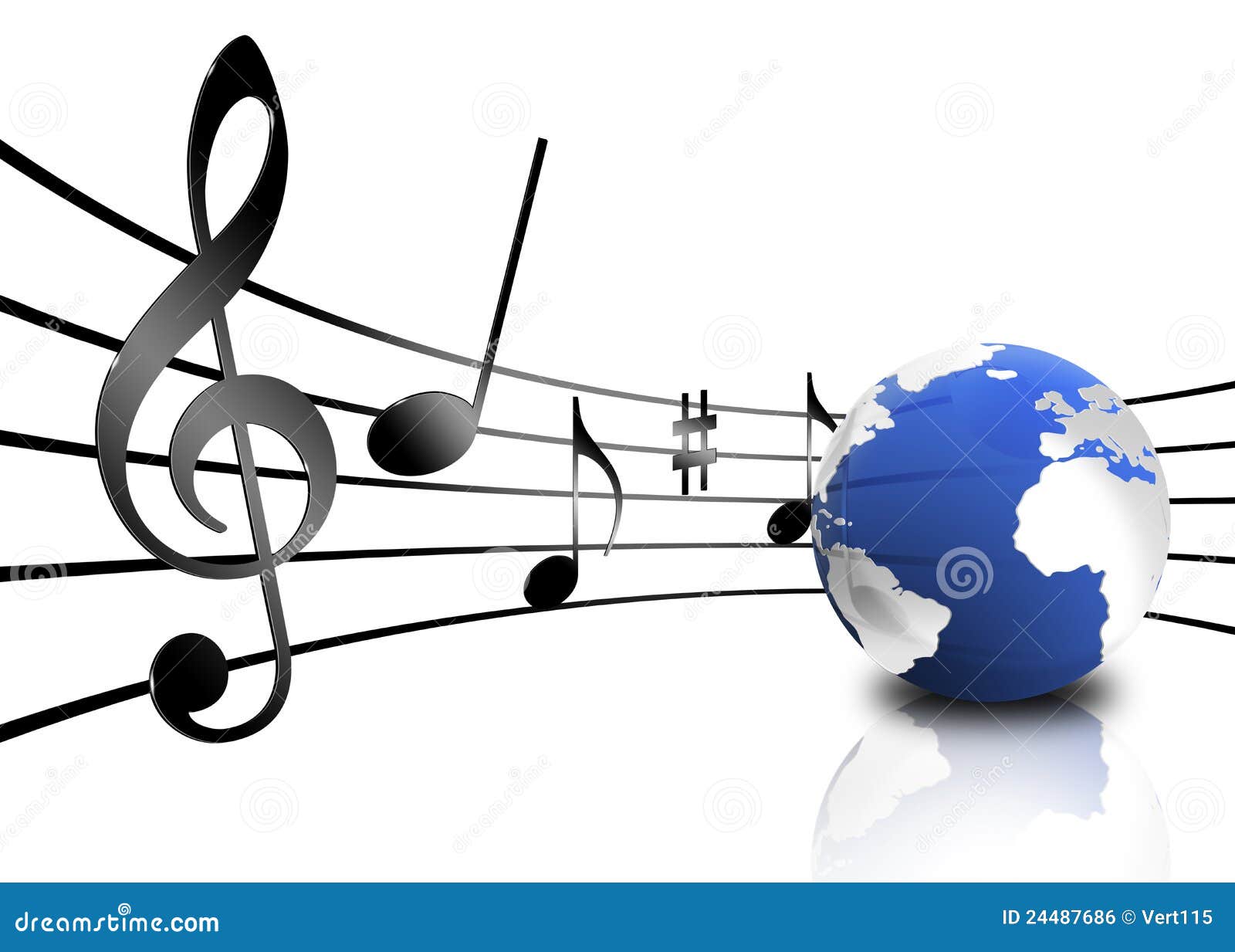 Music notes on staves stock illustration. Illustration of silhouette ...
