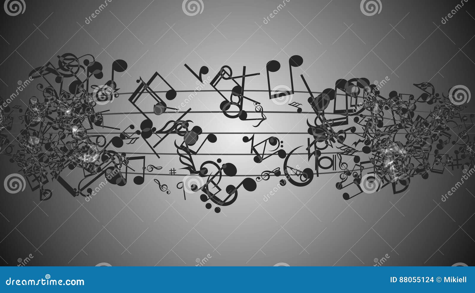 Music notes on staves stock footage. Video of record - 88055124
