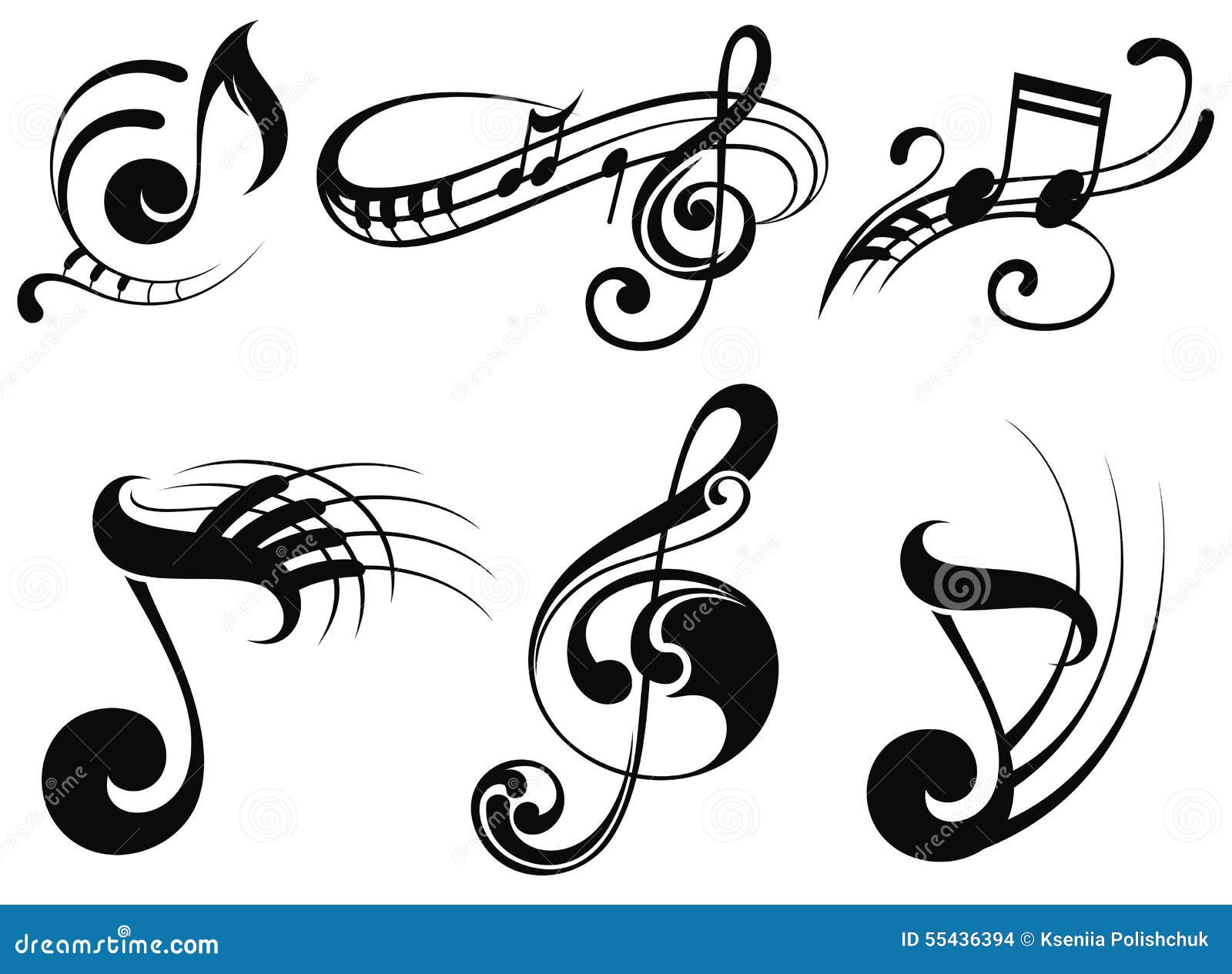 Music notes on staves stock vector. Illustration of treble - 55436394