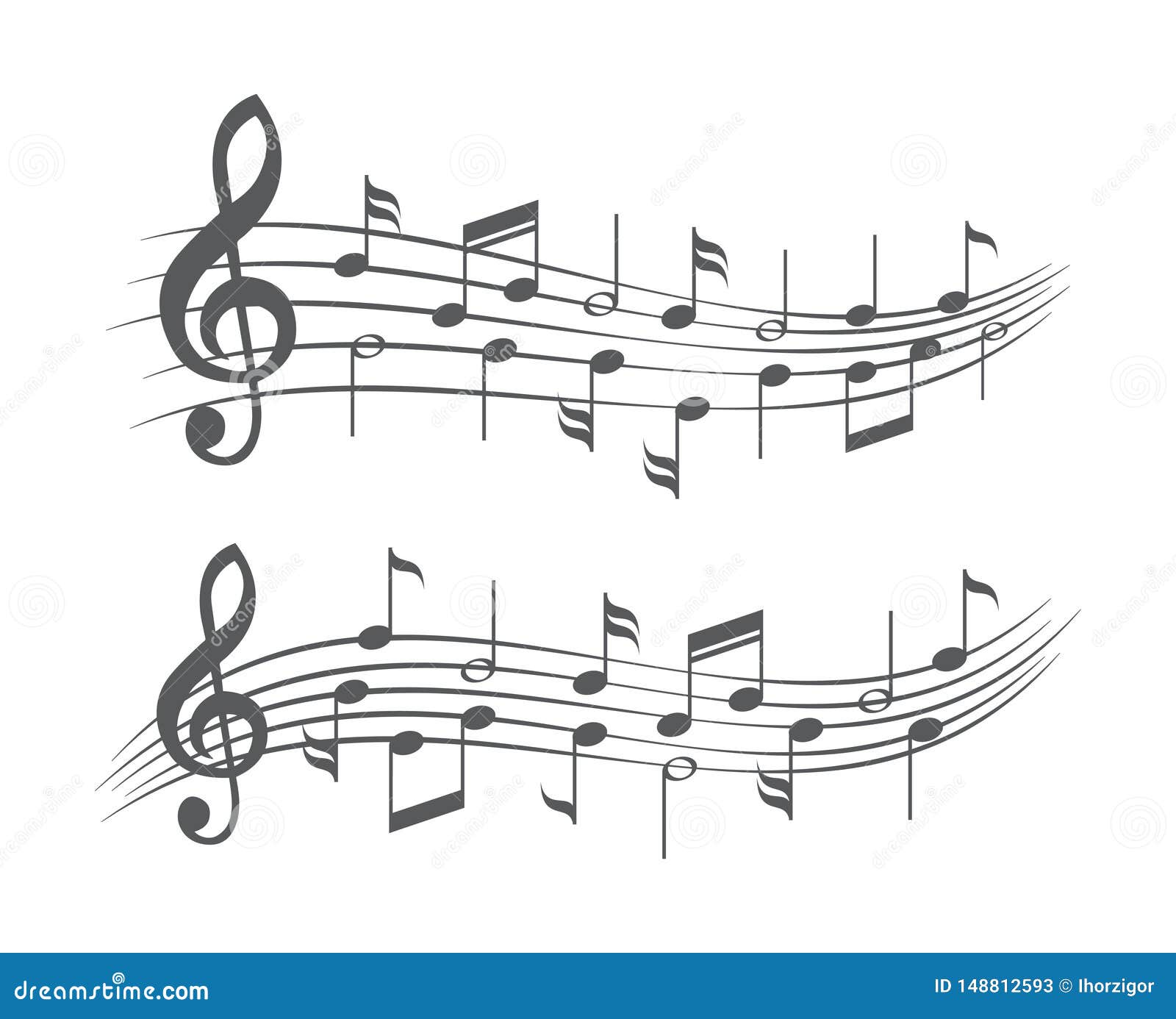 Music Notes on Staves on White Stock Vector - Illustration of school ...