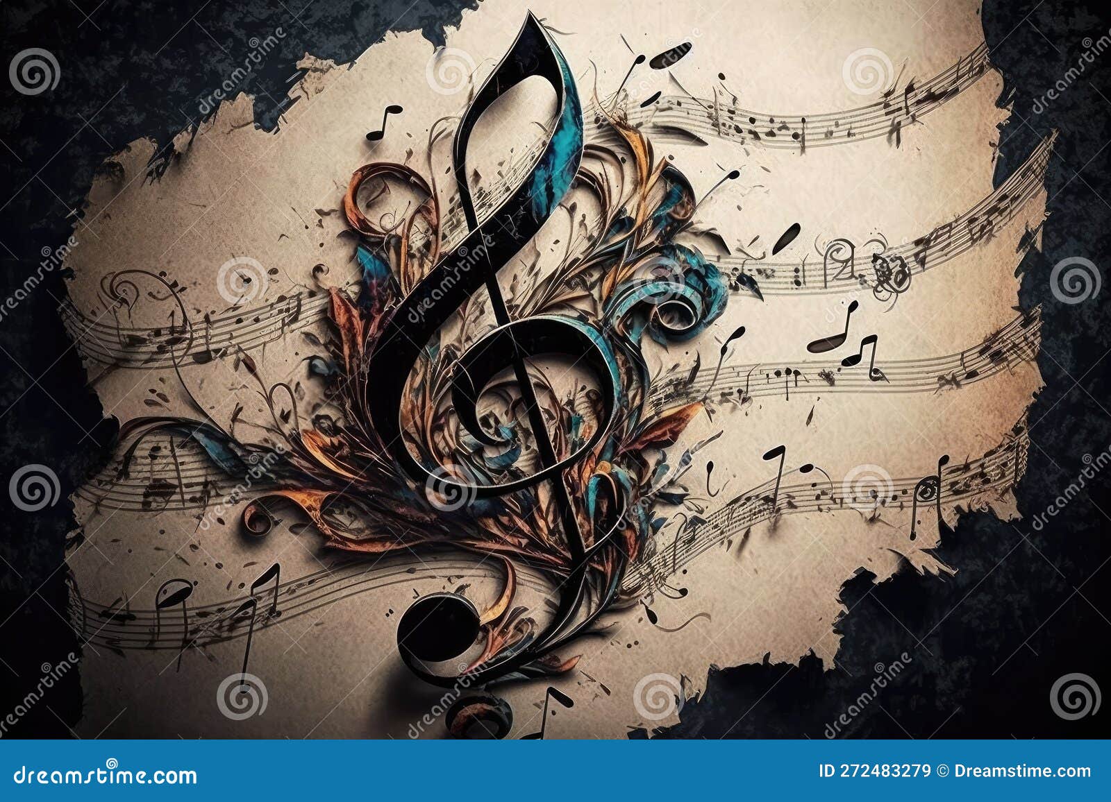Music Notes in Swirl, Musical Design Element Generative AI Stock ...