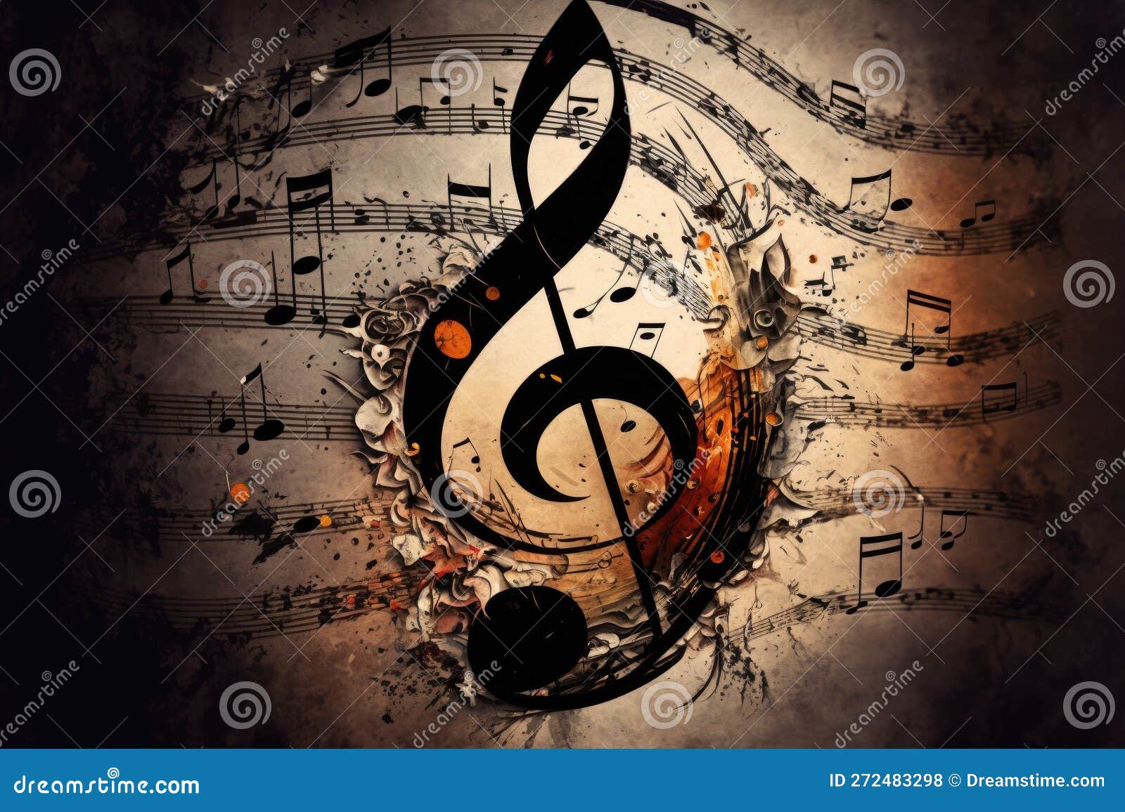 Music Notes in Swirl, Musical Design Element Generative AI Stock ...