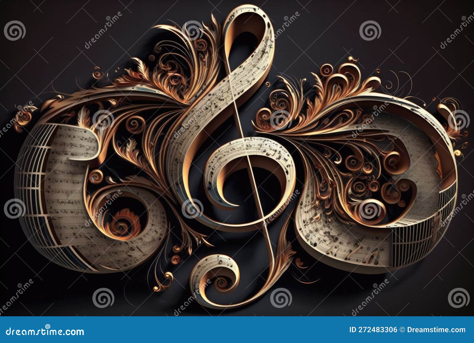 Music Notes in Swirl, Musical Design Element Generative AI Stock ...