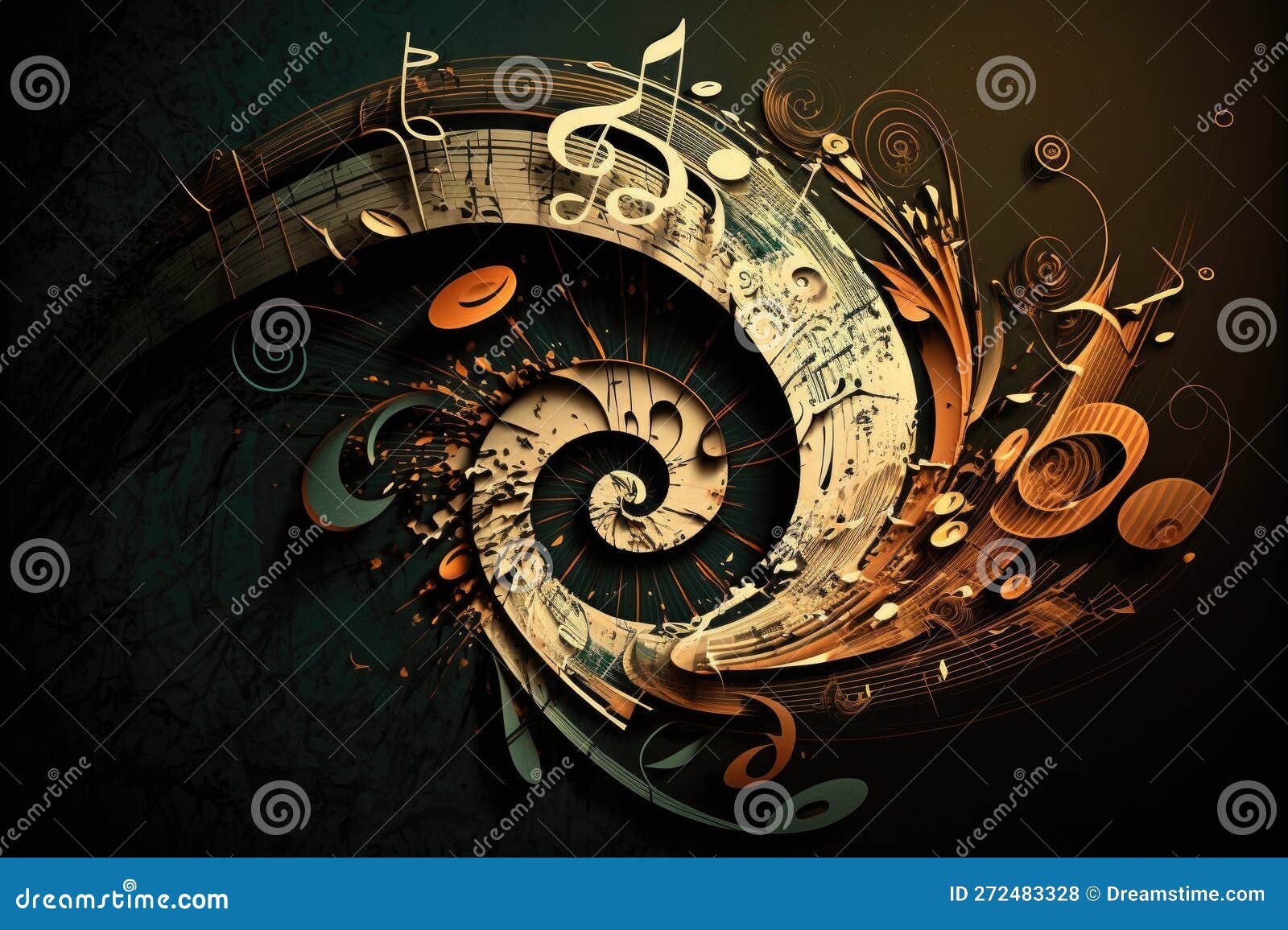 Music Notes in Swirl, Musical Design Element Generative AI Stock ...